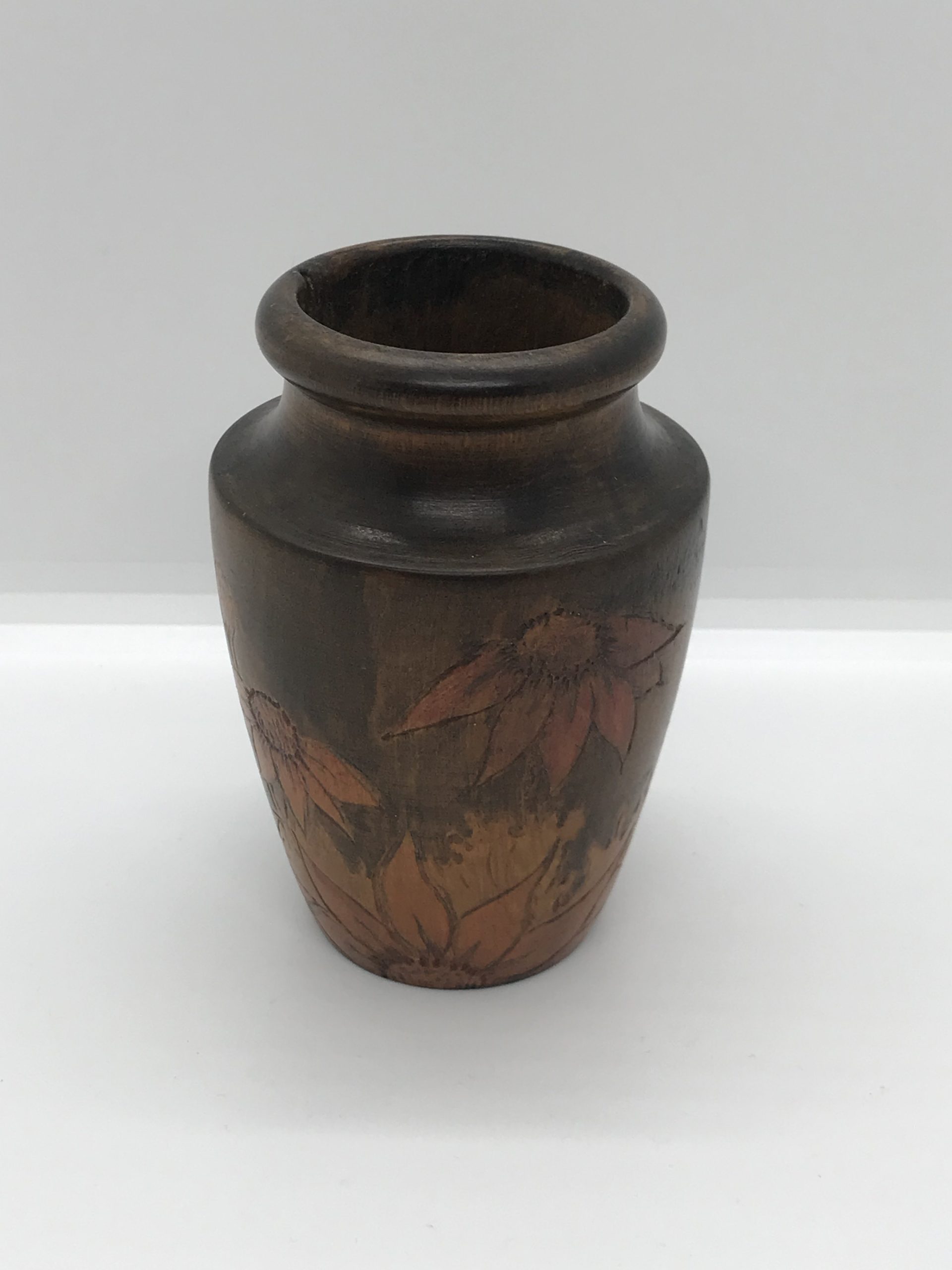 Pokerwork Vase - Australian Native Fauna - Vintage Keepsakes