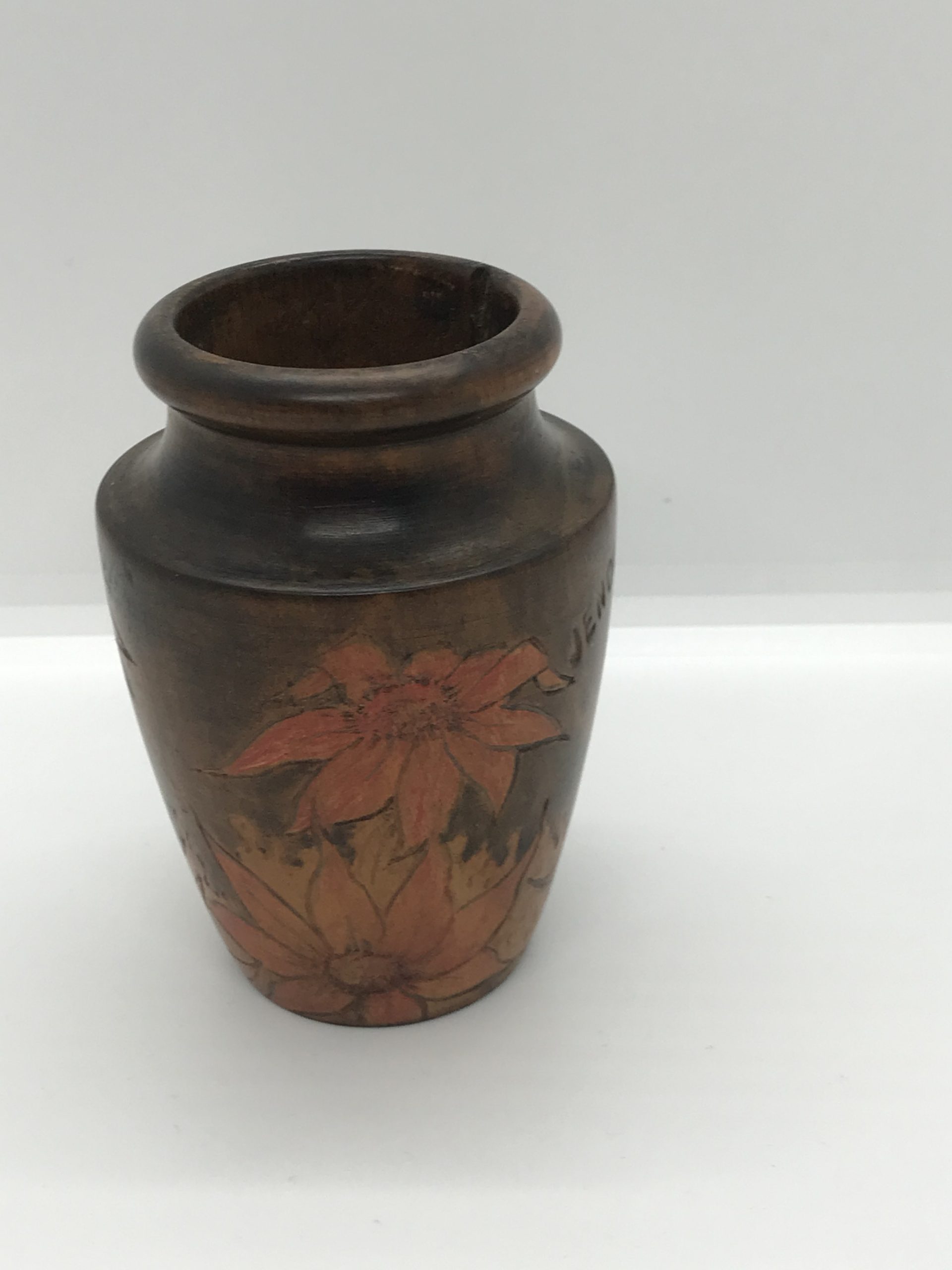 Pokerwork Vase - Australian Native Fauna - Vintage Keepsakes