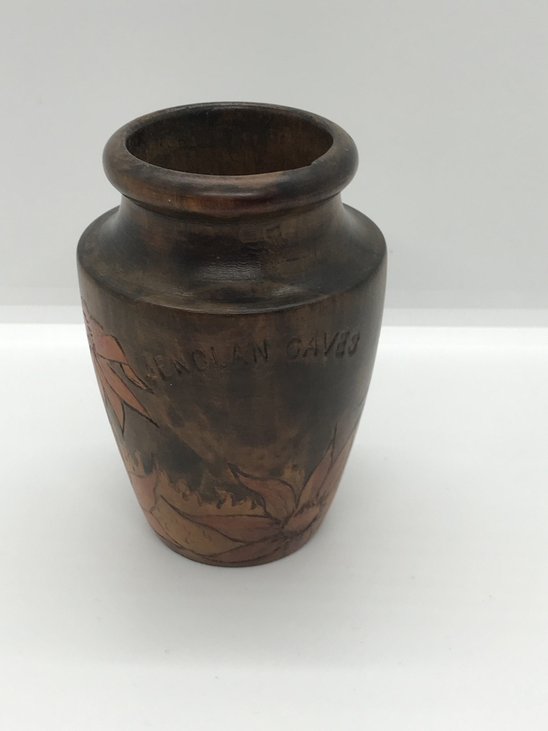 Pokerwork Vase - Australian Native Fauna - Vintage Keepsakes