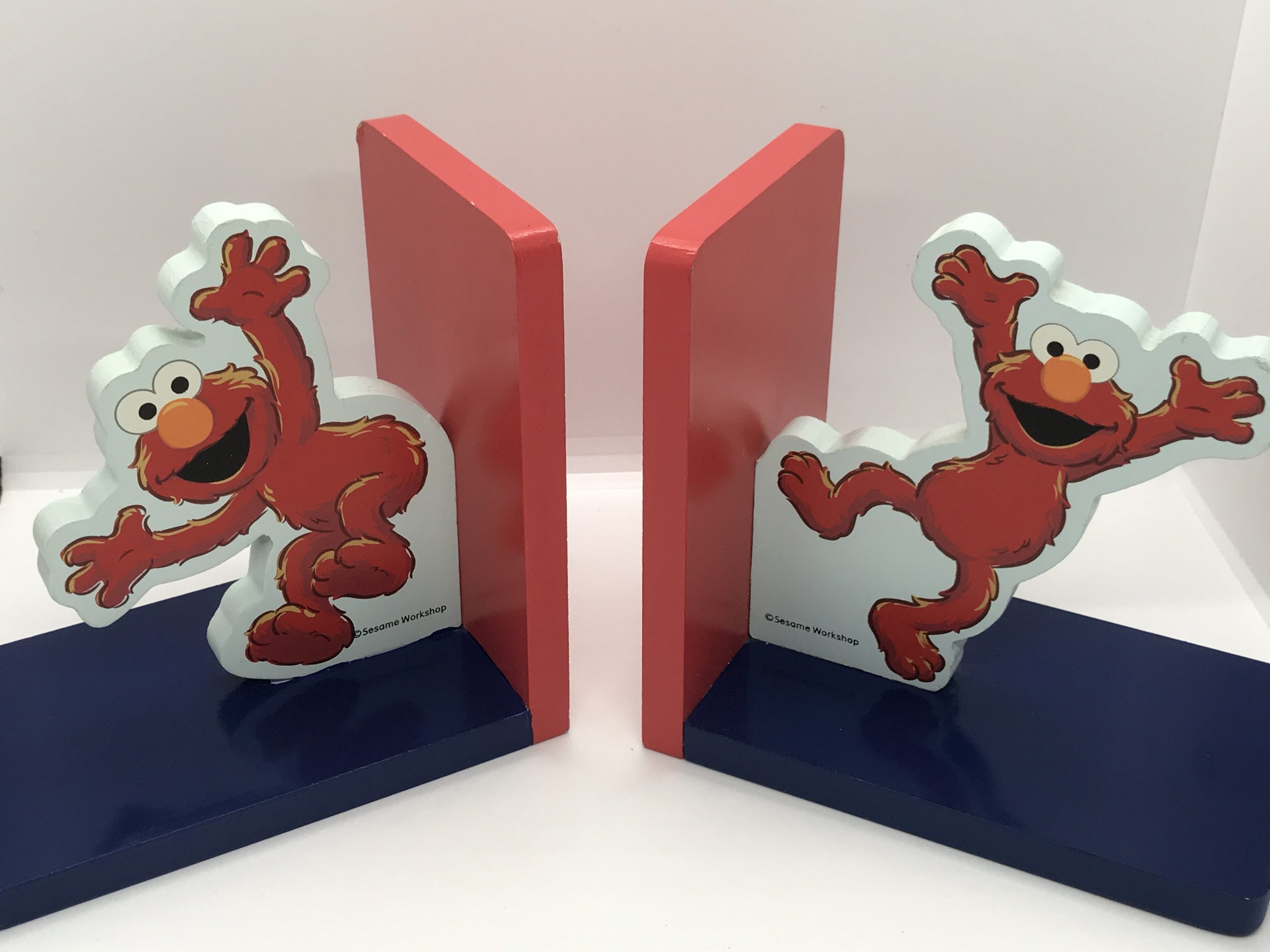 Sesame Street Wooden Elmo Bookends - Vintage Keepsakes