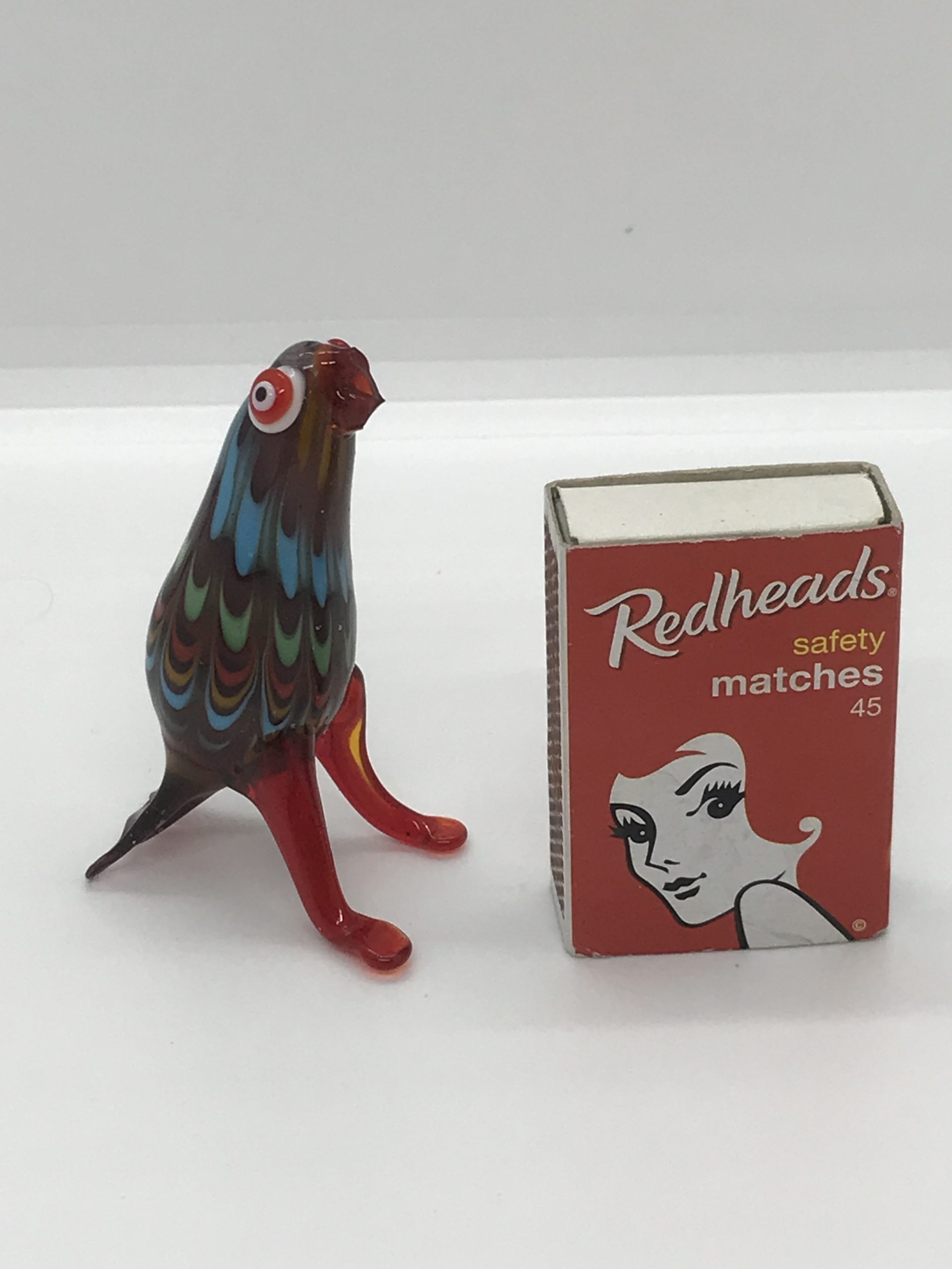 Small Art Glass Rooster AF - Vintage Keepsakes