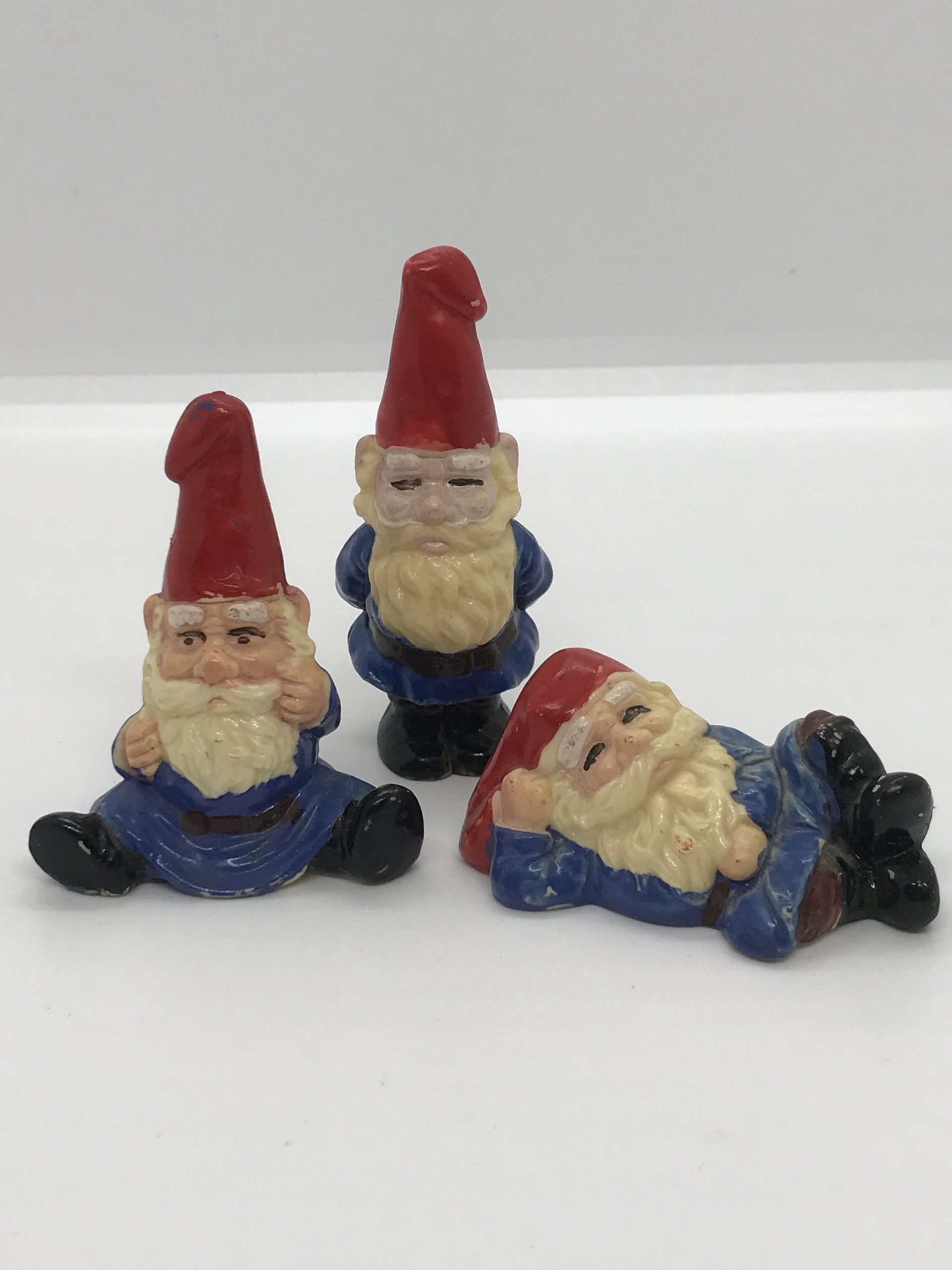 Vintage Set of hand painted plastic Gnomes - Vintage Keepsakes