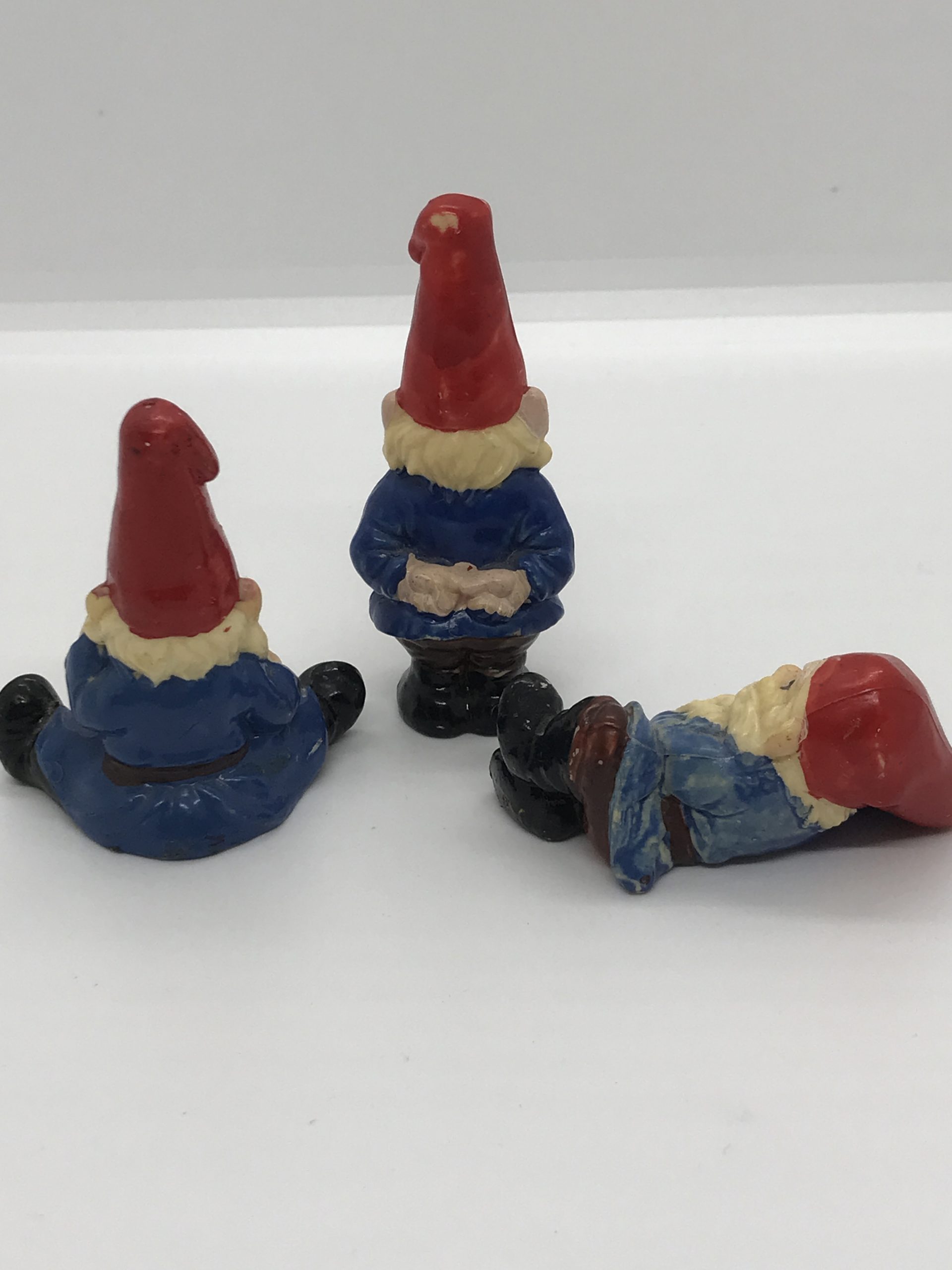 Vintage Set of hand painted plastic Gnomes - Vintage Keepsakes