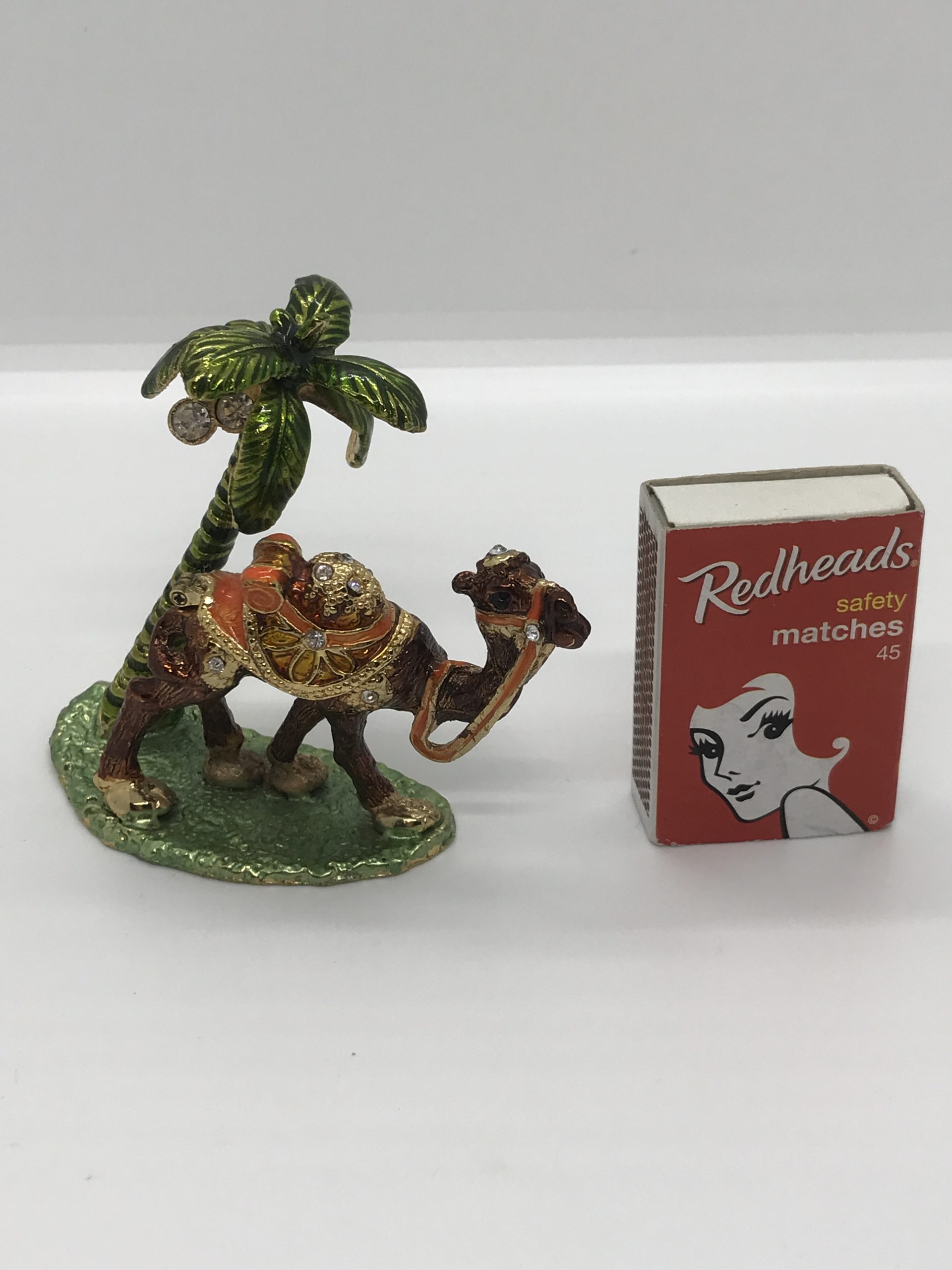 Camel and Palm Tree Trinket Box Enameled Jeweled Magnetic Close ...