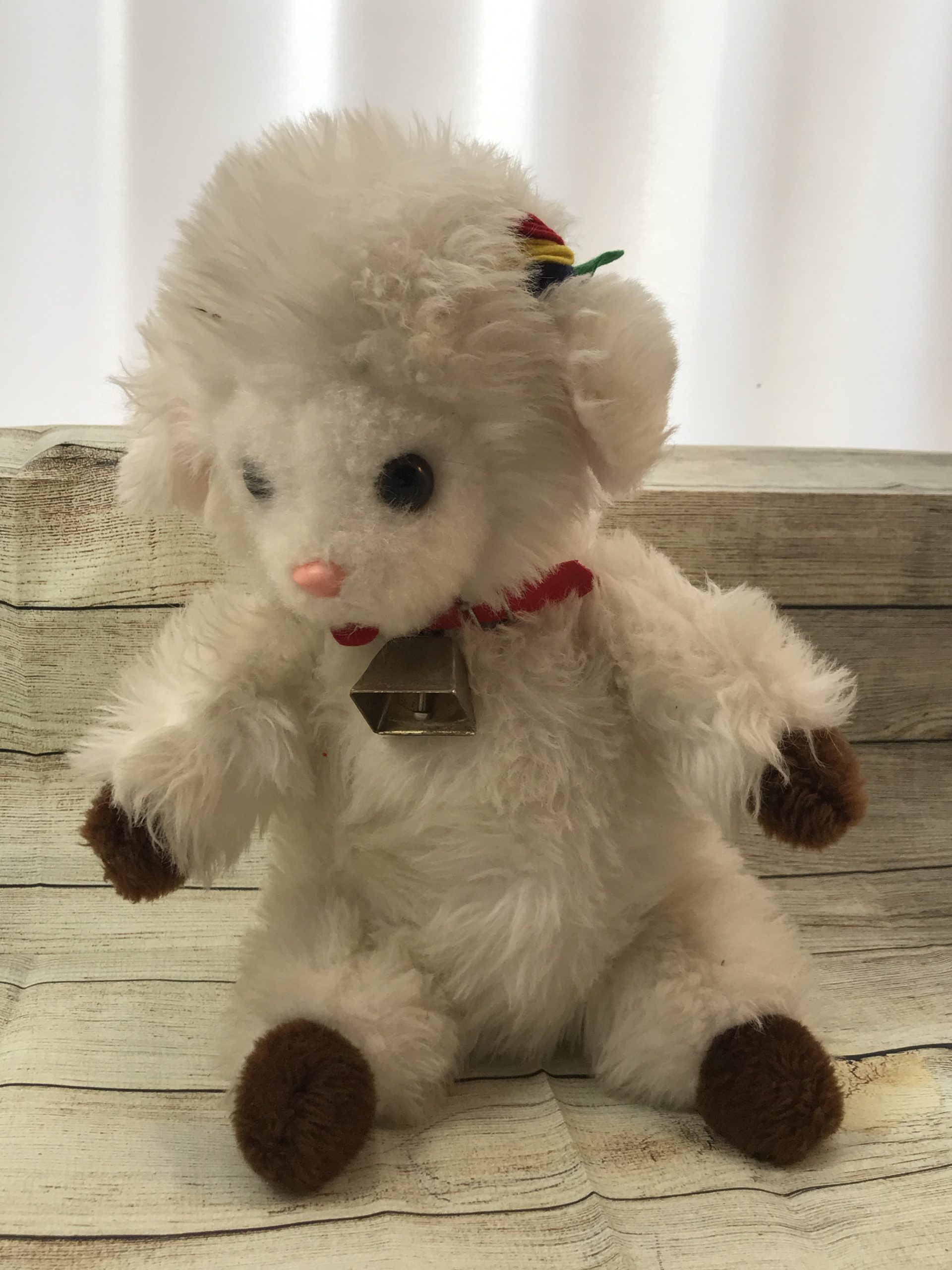 Vintage Sheep with Bell Stuffed Animal (approx 35cm) - Vintage Keepsakes
