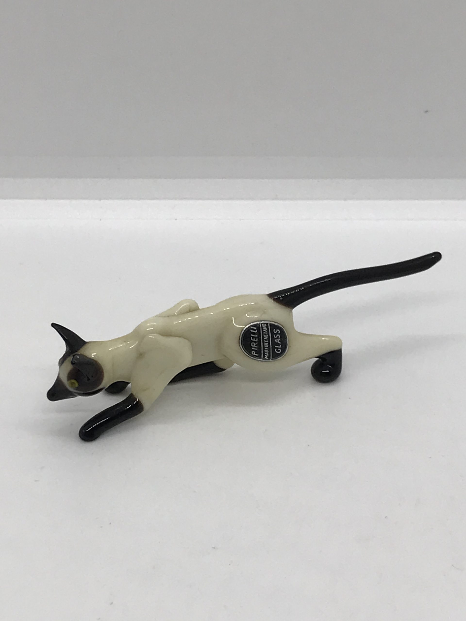 Pirelli Glass Cat - Made in England (stickered) - Vintage Keepsakes