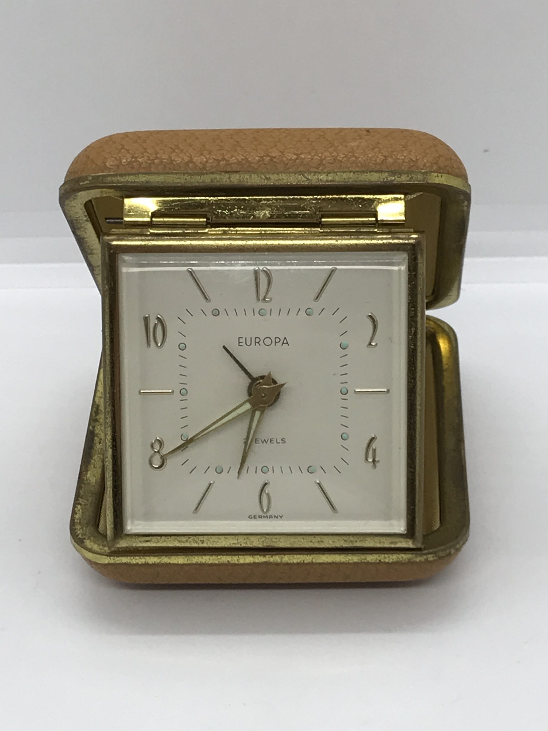 Europa 2 Jewels Travel Clock (named inside case) - Vintage Keepsakes