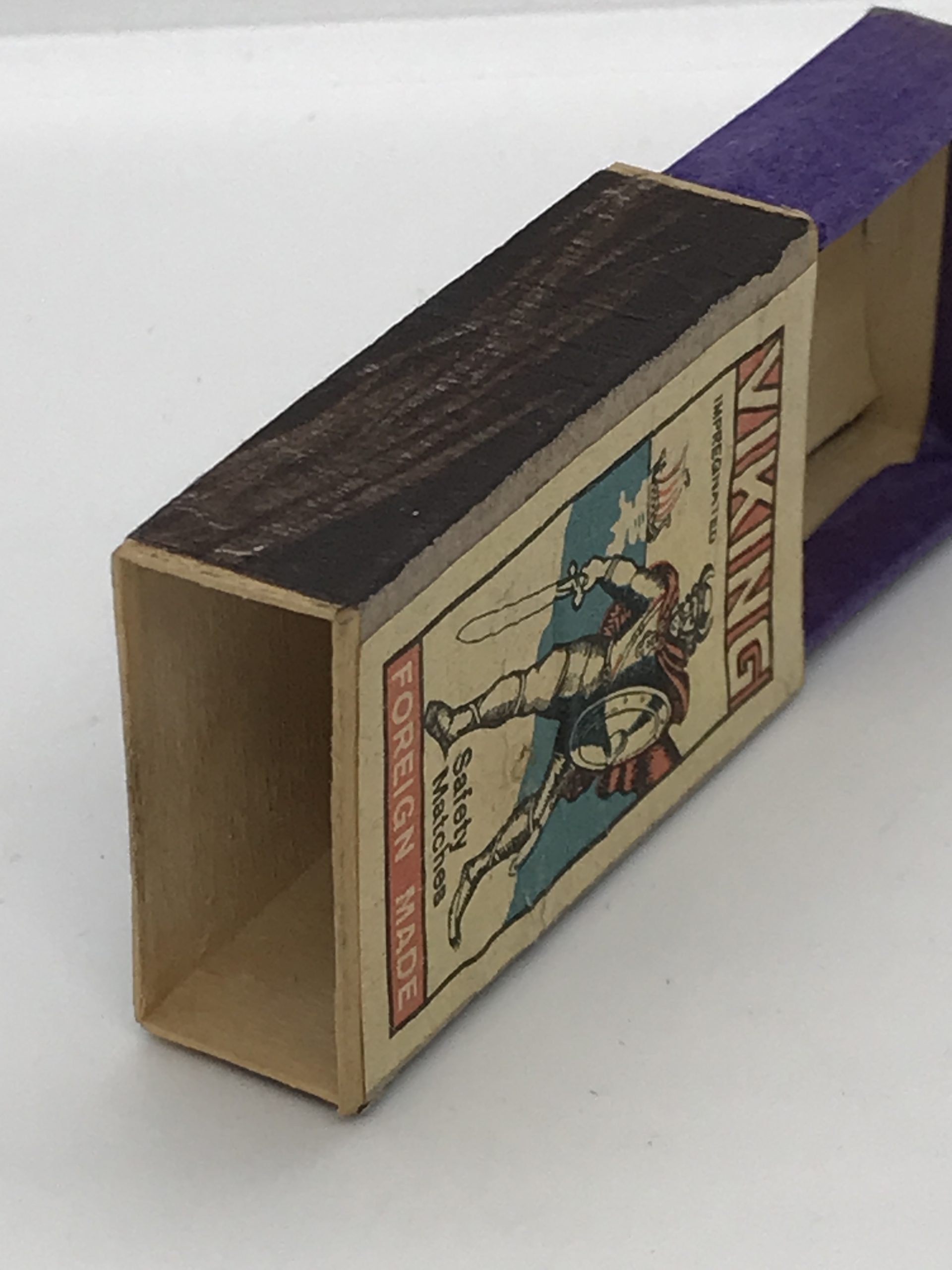 Viking Safety Matchbox (wooden box) - no matches - Vintage Keepsakes