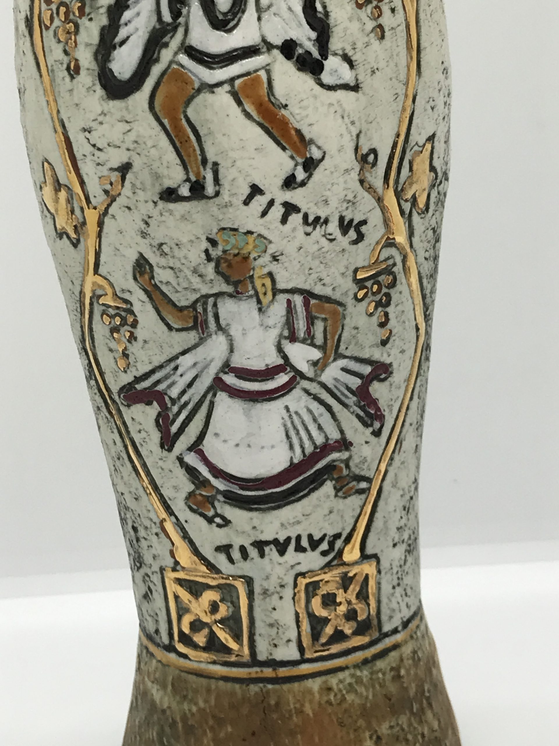 Vintage Titvlvs (Titulus) Ceramic Stoneware Bottle with Roman turquise ...