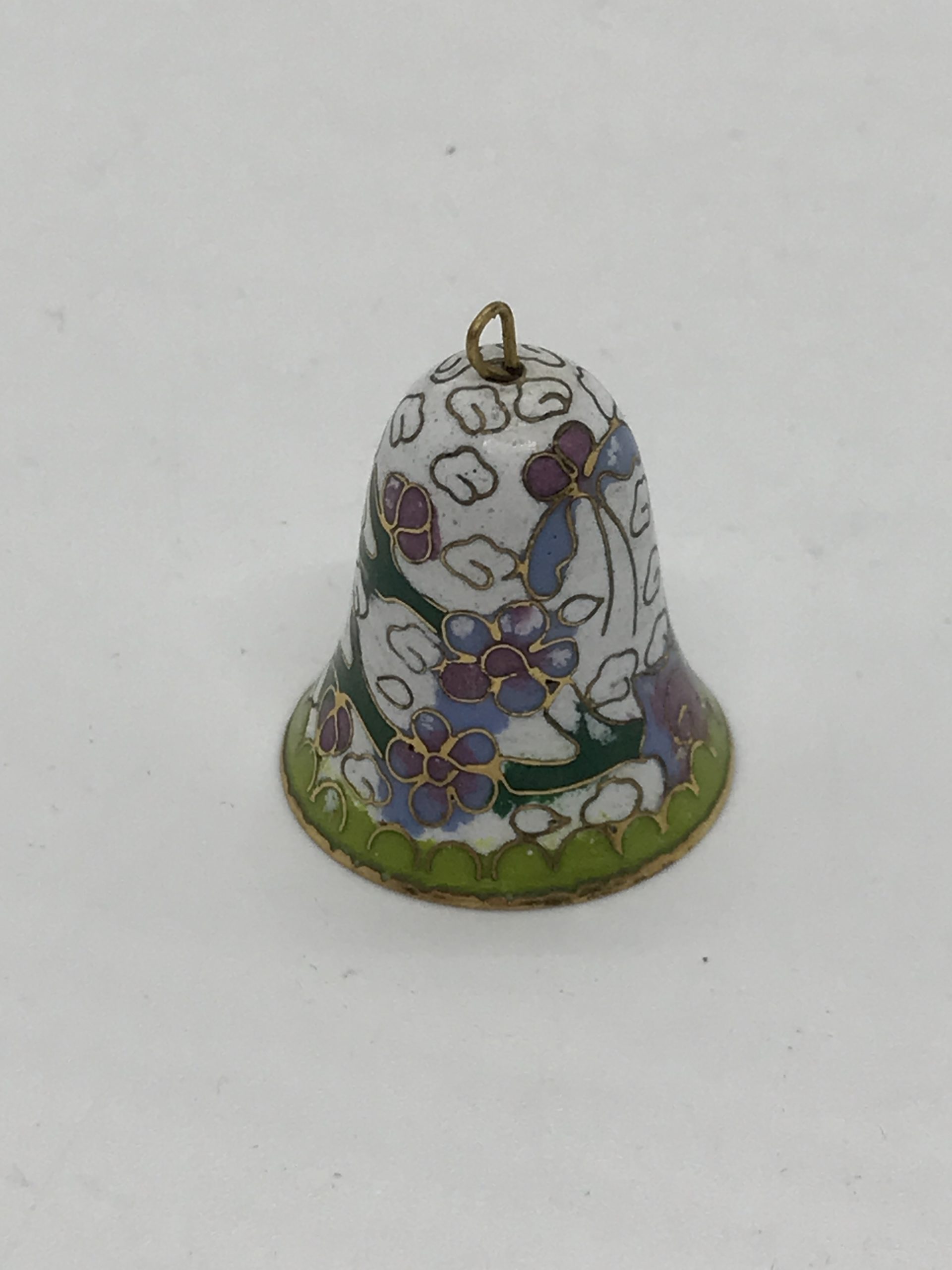 Cloisonne Enamel and Brass Miniature Bell with flower pattern - Vintage ...