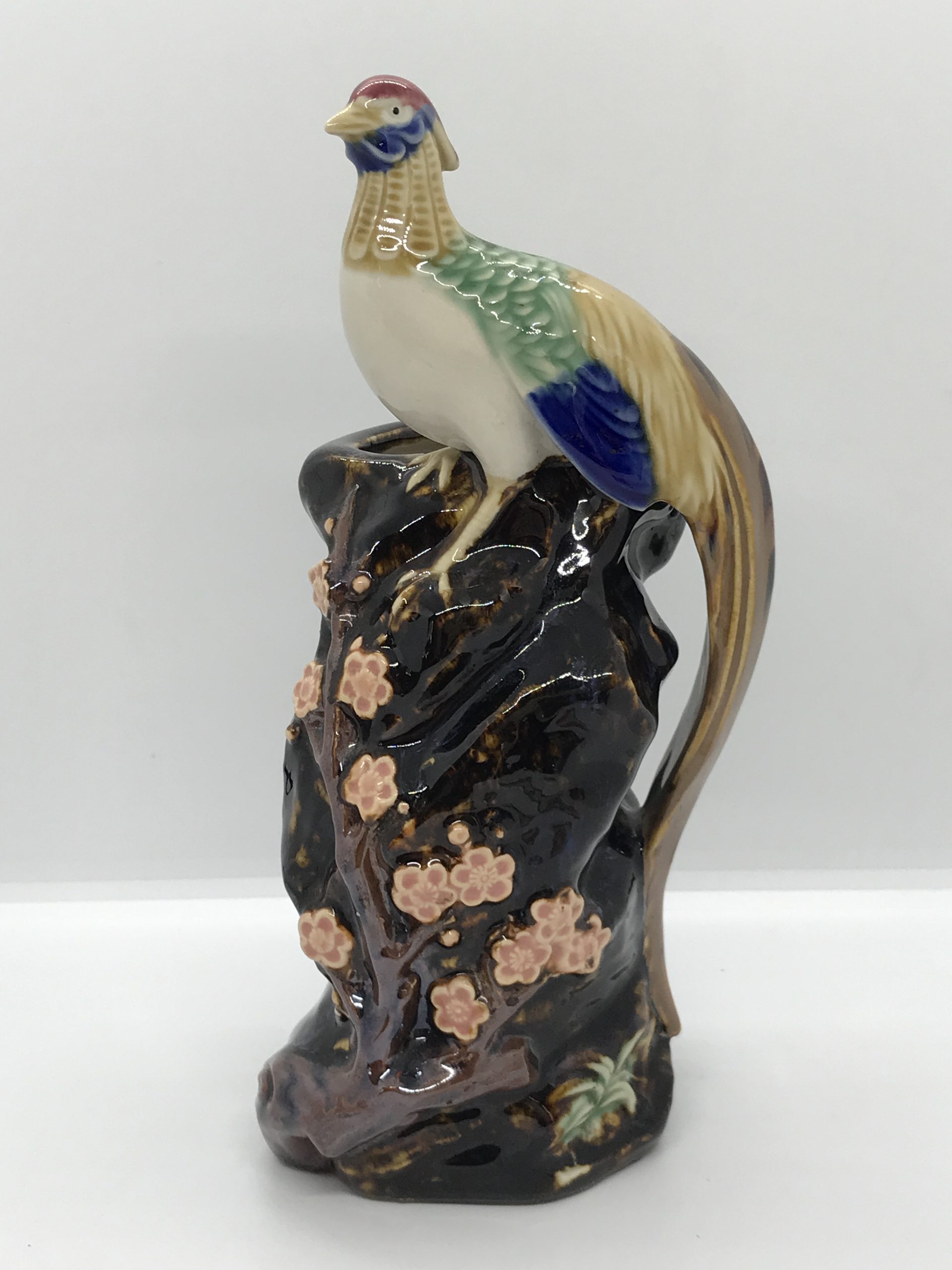 Vintage Shiwan Handpainted Pottery Pheasant Vase Canton Stoneware (23cm ...
