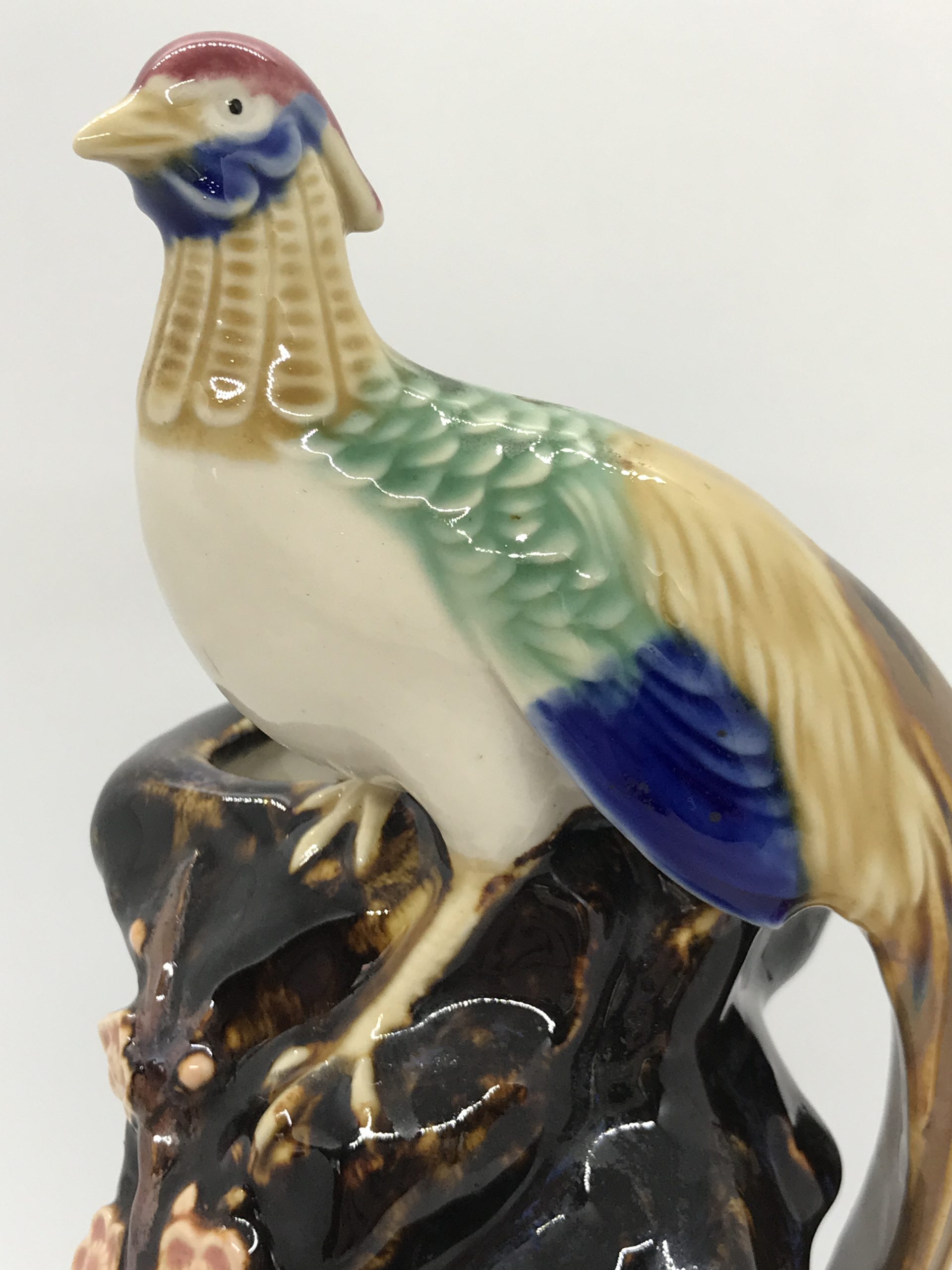 Vintage Shiwan Handpainted Pottery Pheasant Vase Canton Stoneware (23cm ...