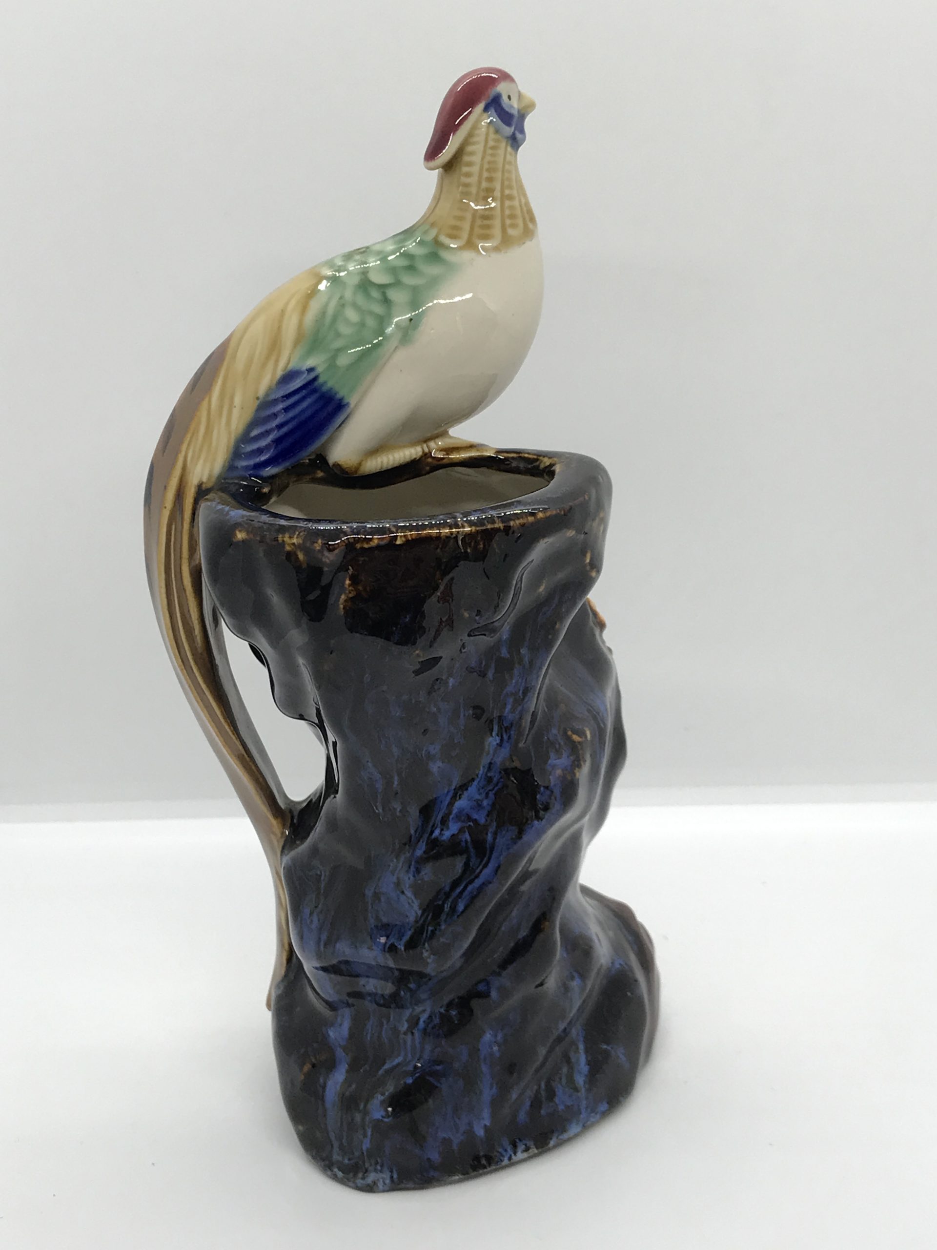 Vintage Shiwan Handpainted Pottery Pheasant Vase Canton Stoneware (23cm ...
