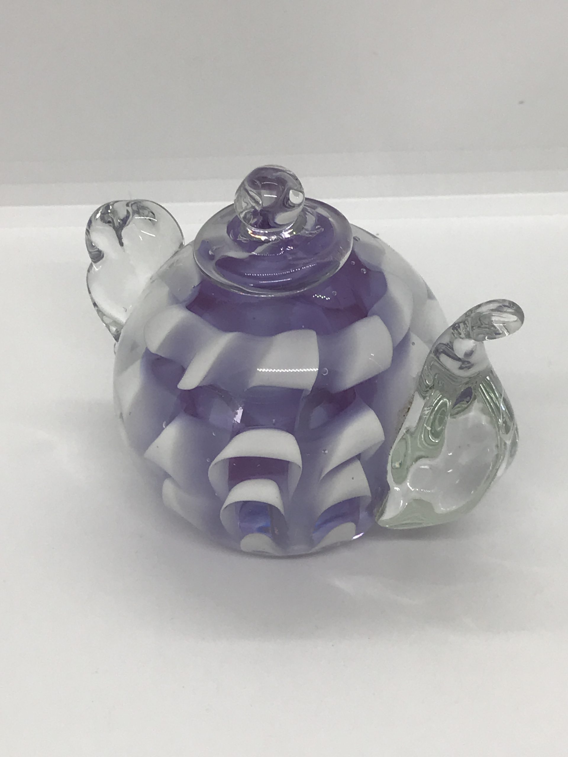 Art Glass Teapot with White Ribbon inside Paperweight 8cm high approx ...