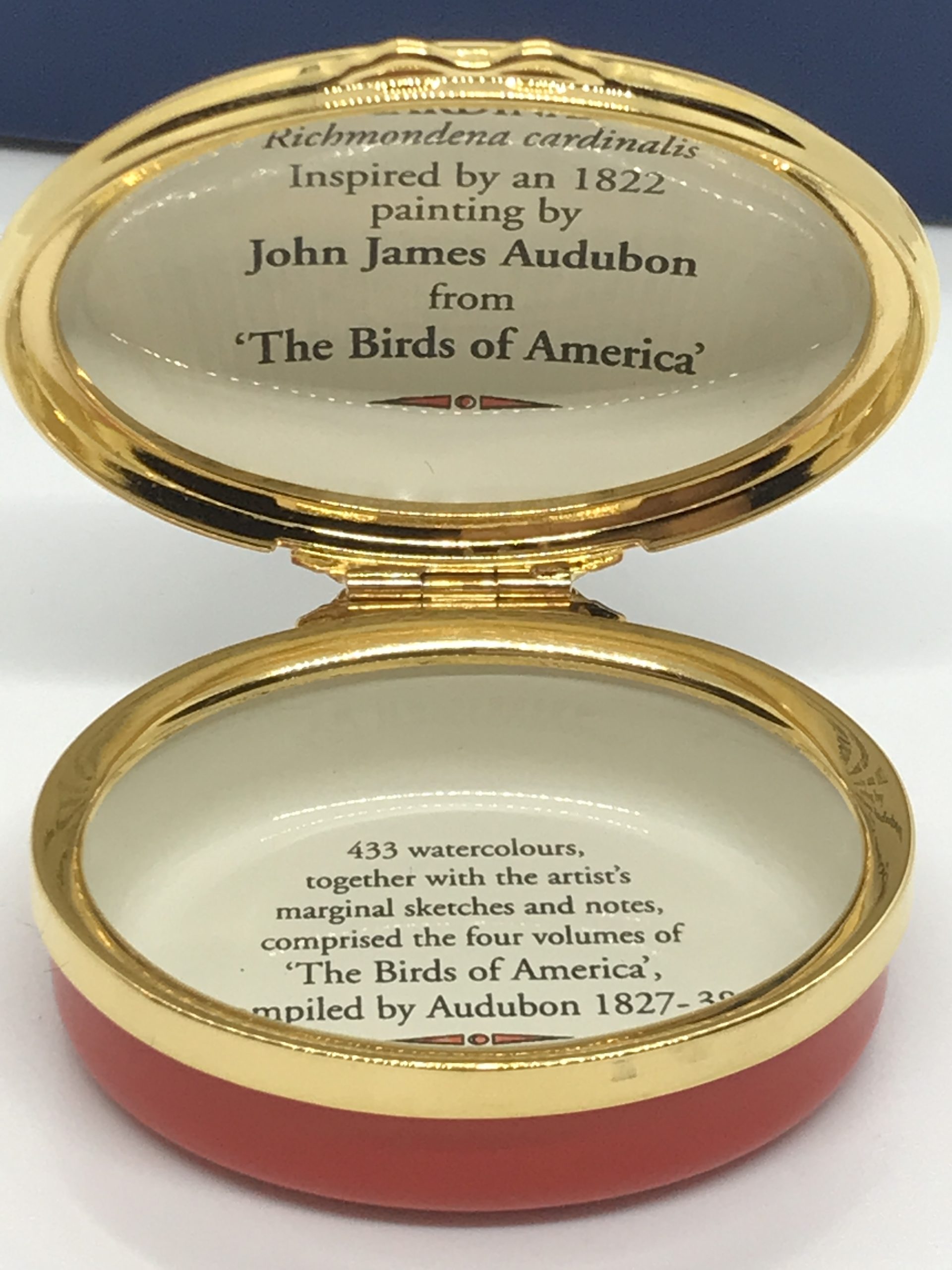 Halcyon Days The Birds of America - Cardinal (Red) - Enamel Pill Box ...