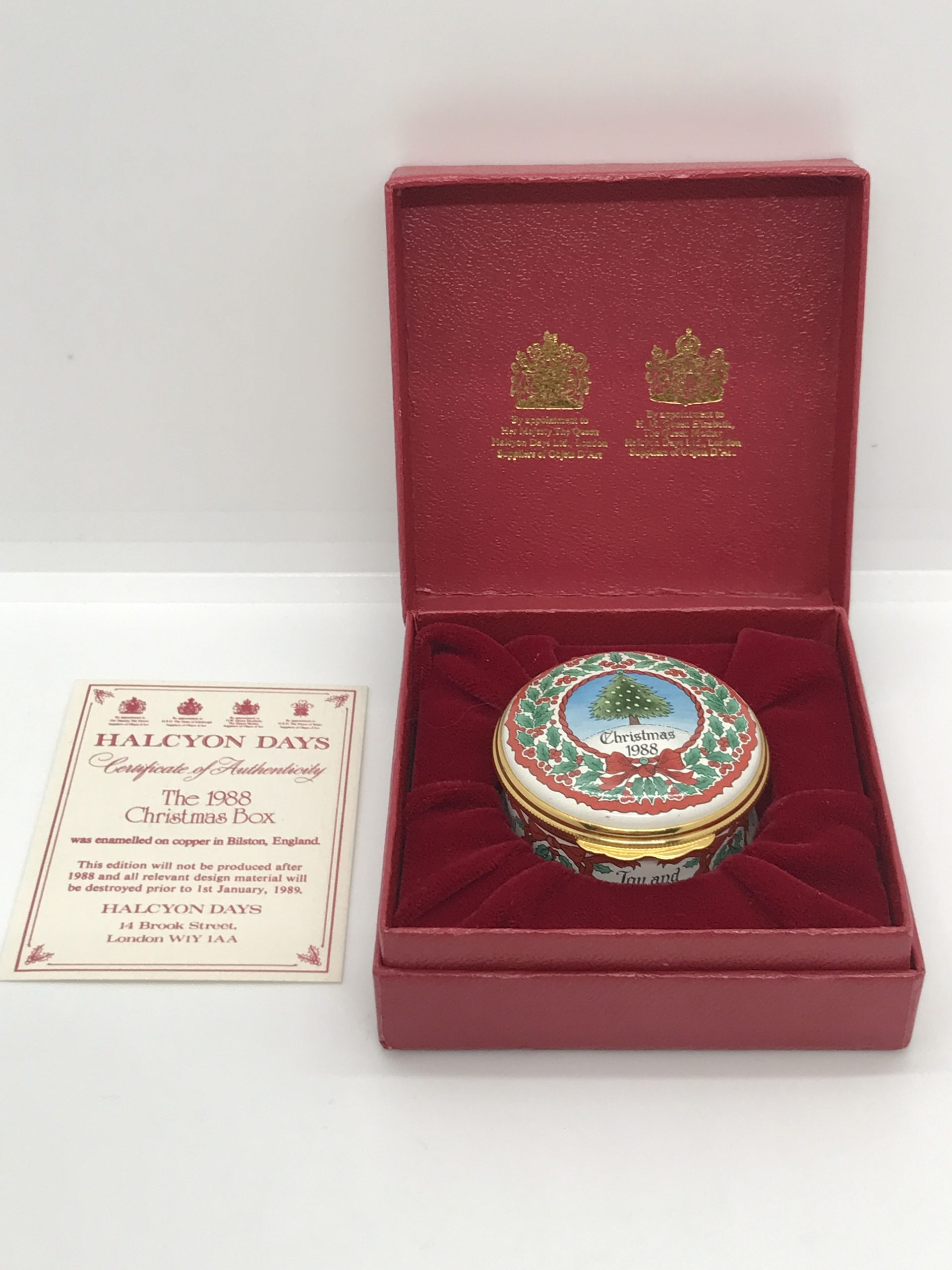 Halcyon Days Christmas 1988 Enamel Box (in original box) - Vintage ...