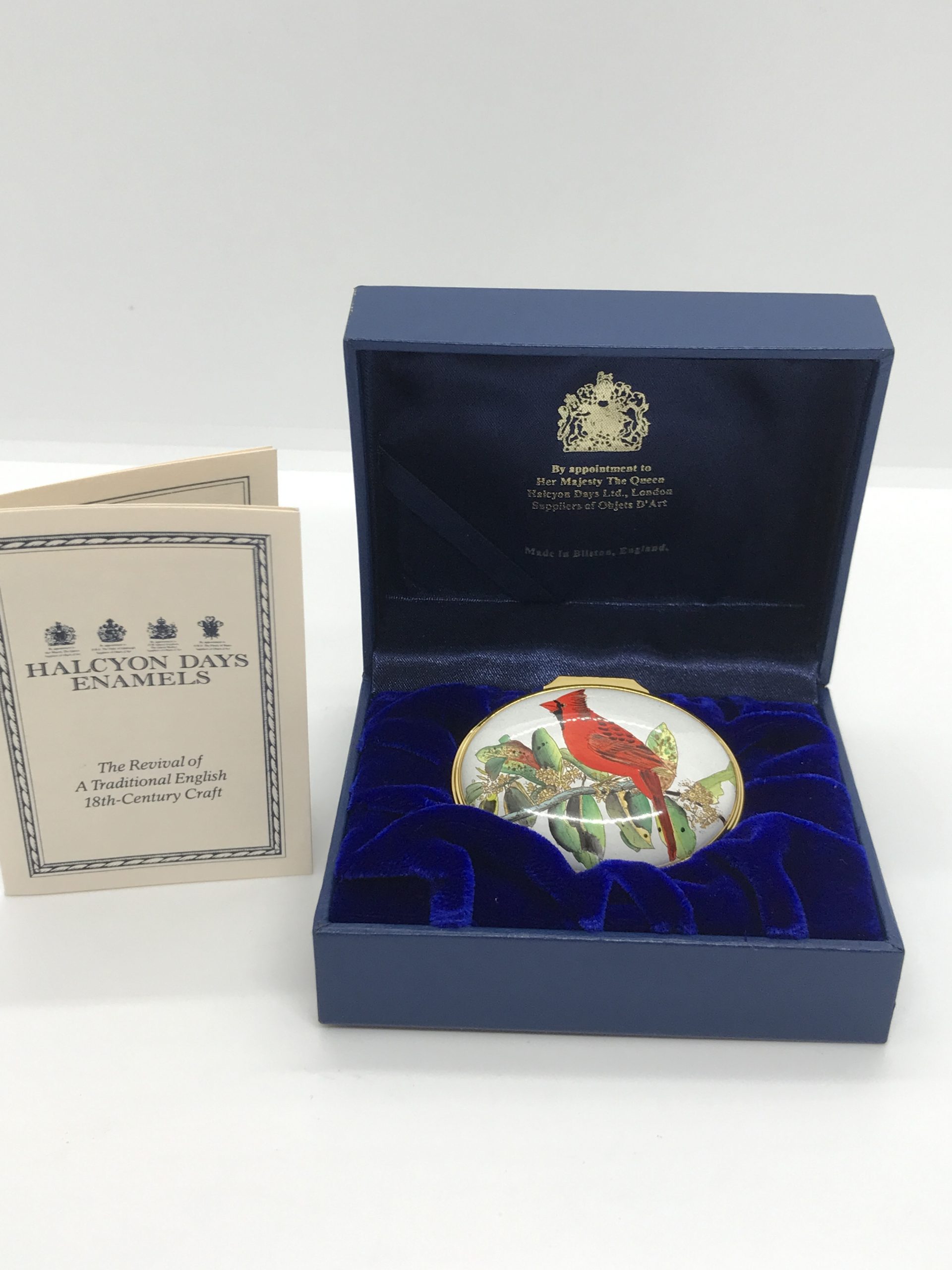 Halcyon Days The Birds of America - Cardinal (Red) - Enamel Pill Box ...