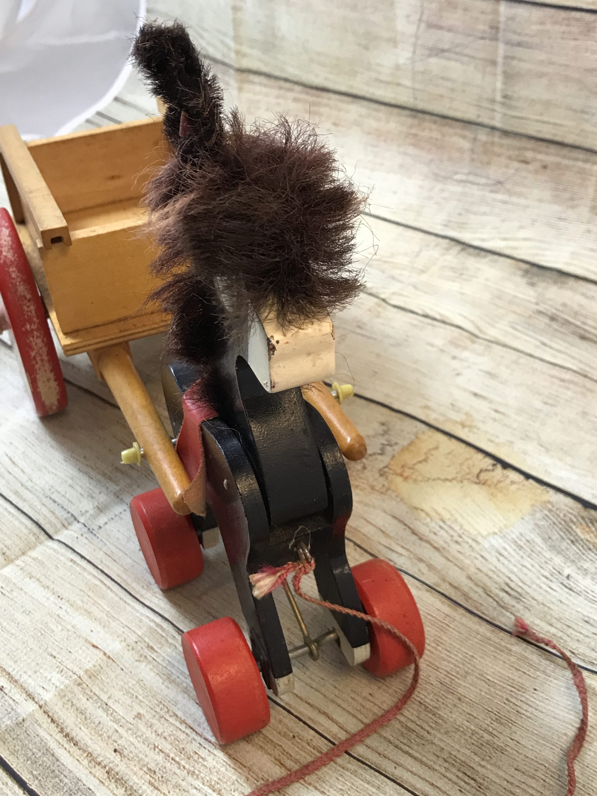 Vintage Chinese Wooden Donkey and his Cart - Pull A Long Toy - 28cm ...