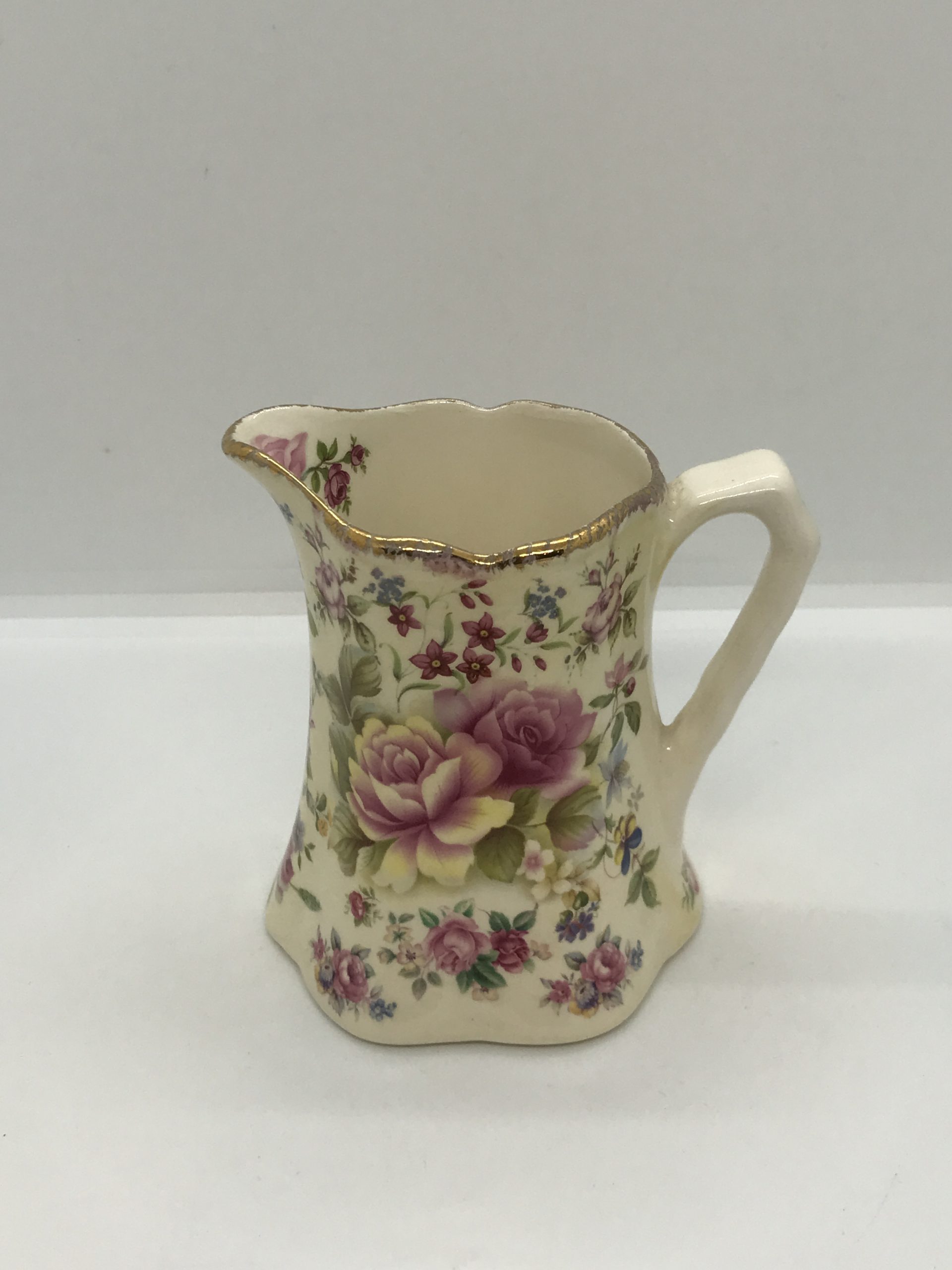 Handmade Kaye Lowe Pottery Floral Jug 10cm tall - Vintage Keepsakes