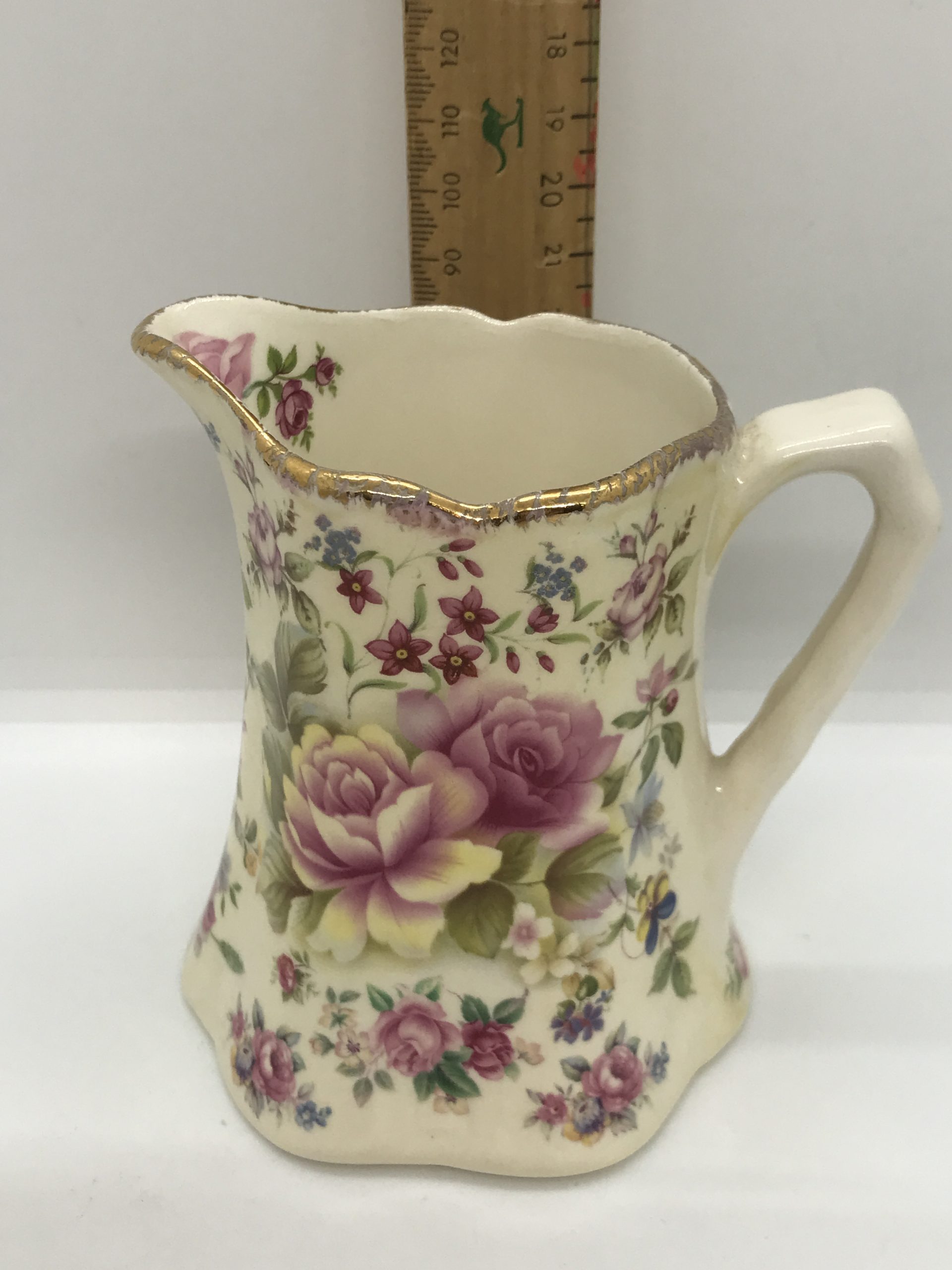 Handmade Kaye Lowe Pottery Floral Jug 10cm tall - Vintage Keepsakes
