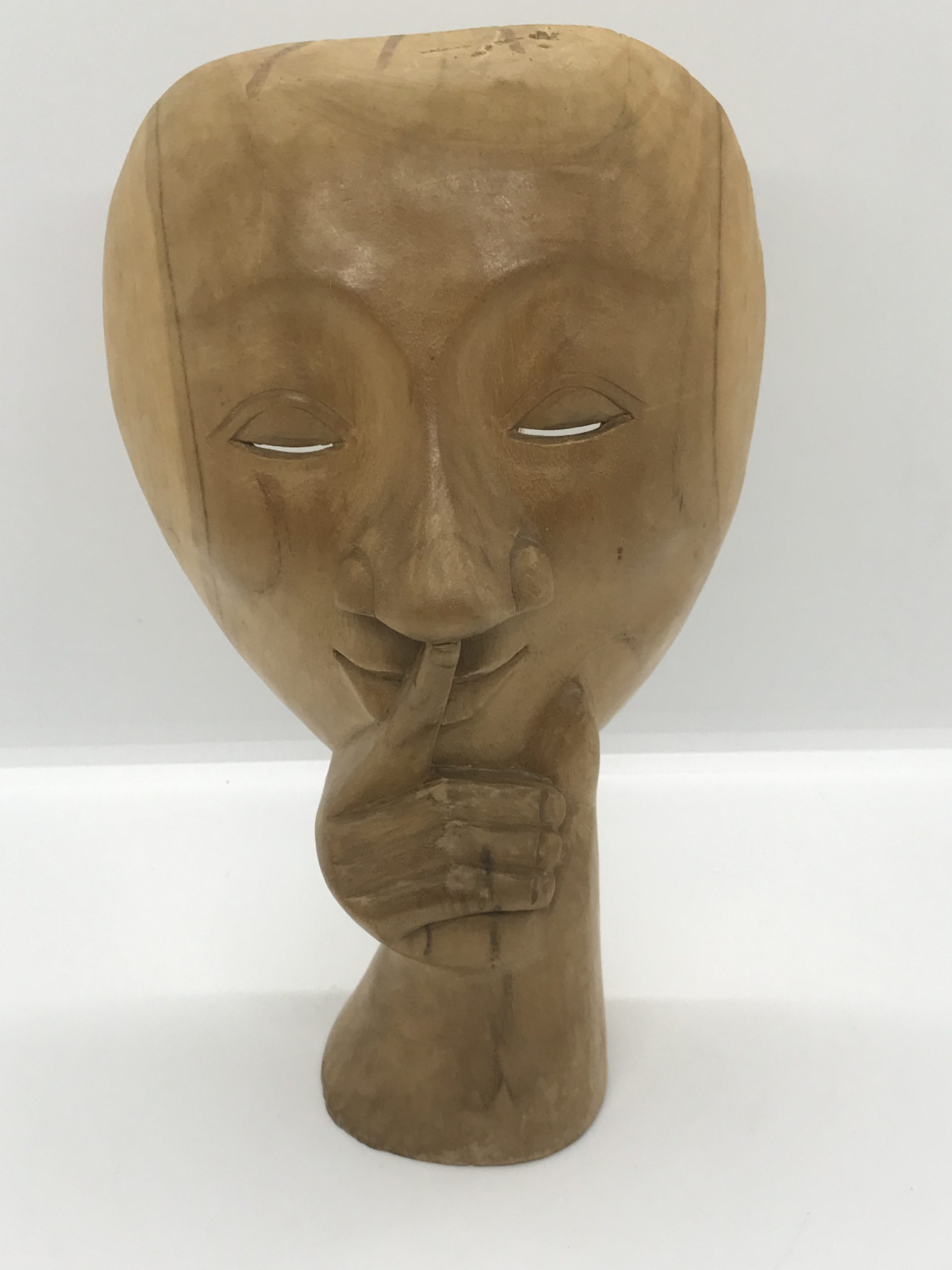 Vintage Indonesian Wooden Folk Art Shh Shush Mask, Hand-Carved ...