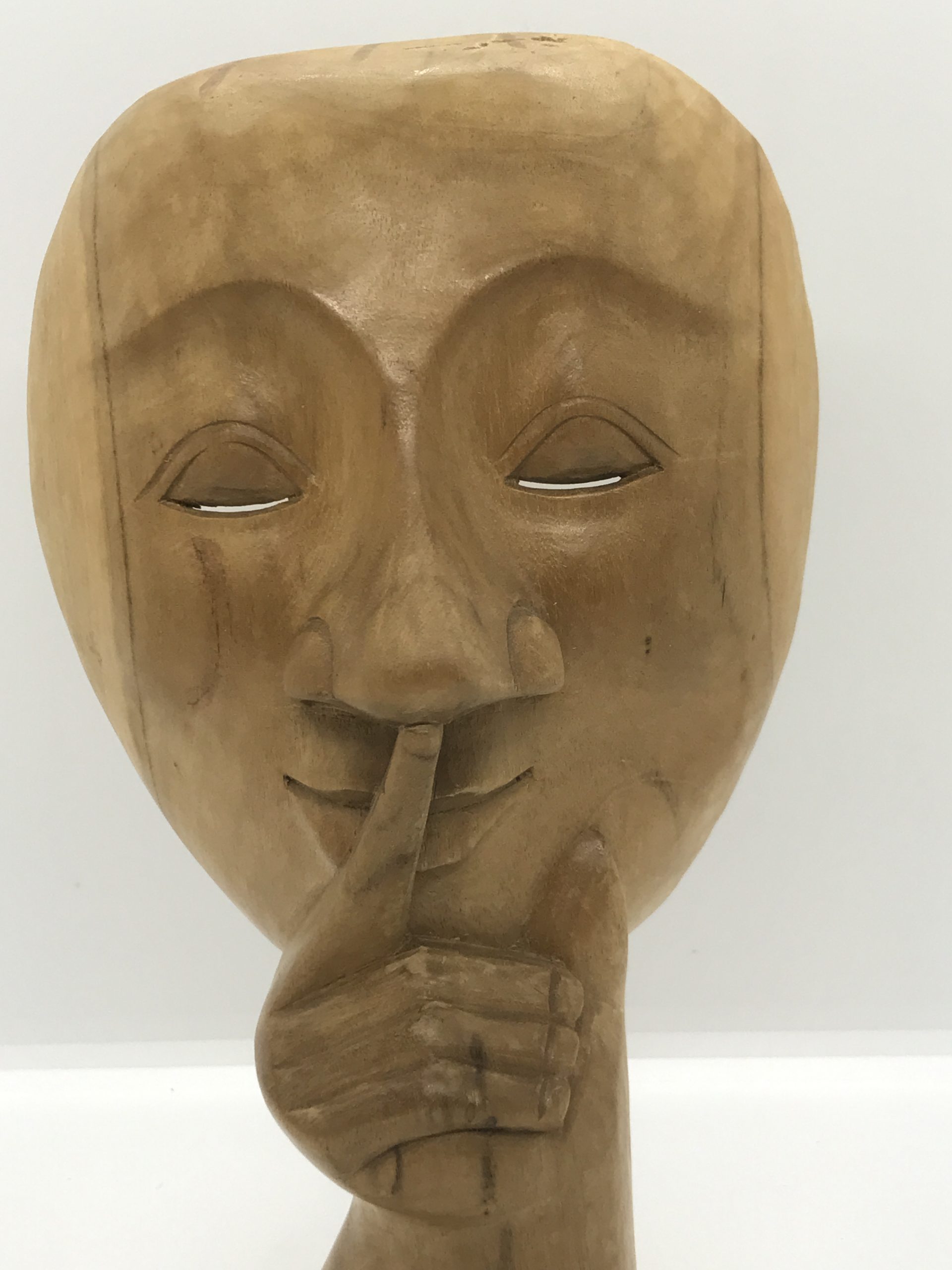 Vintage Indonesian Wooden Folk Art Shh Shush Mask, Hand-Carved ...