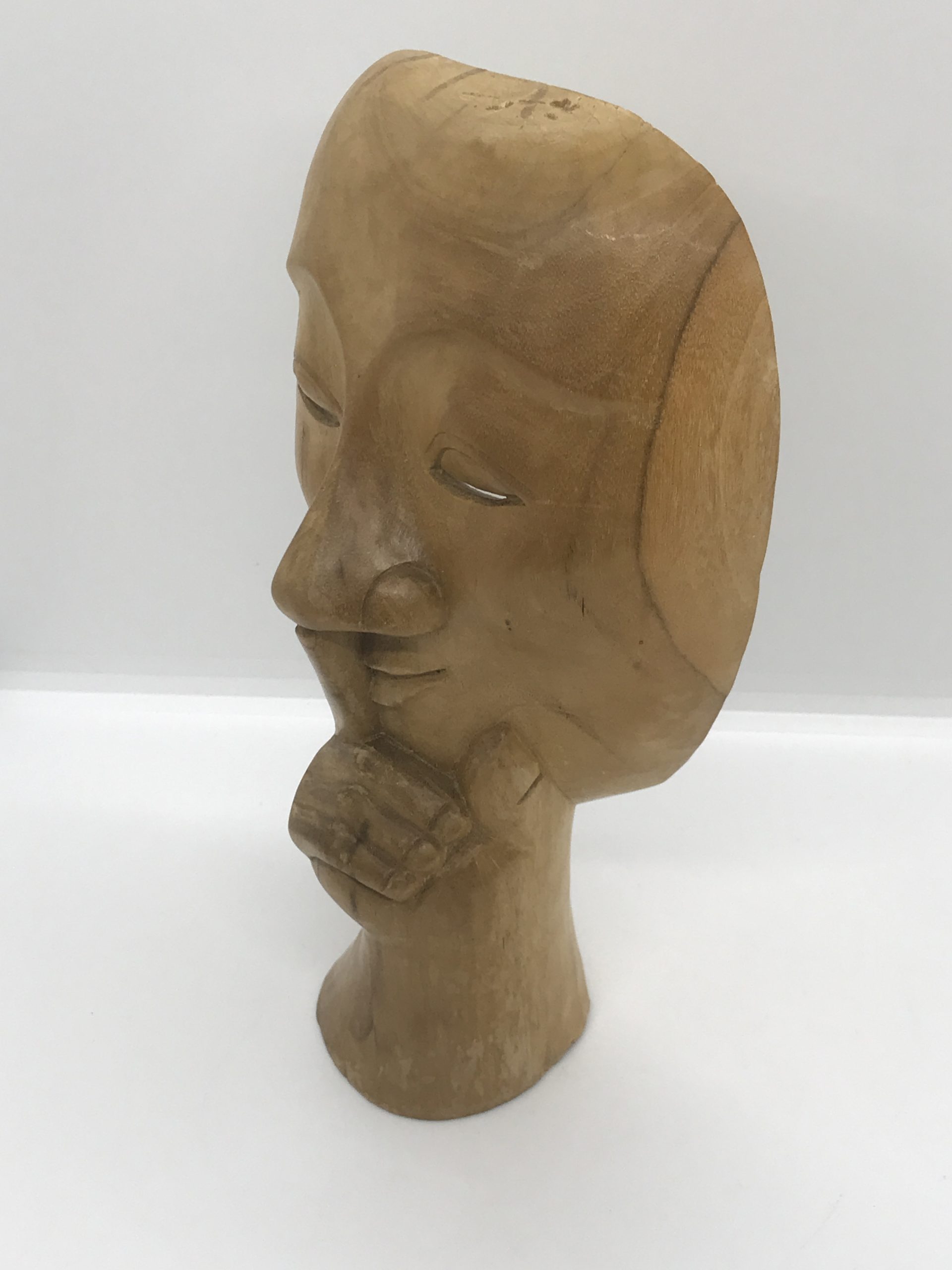 Vintage Indonesian Wooden Folk Art Shh Shush Mask, Hand-Carved ...