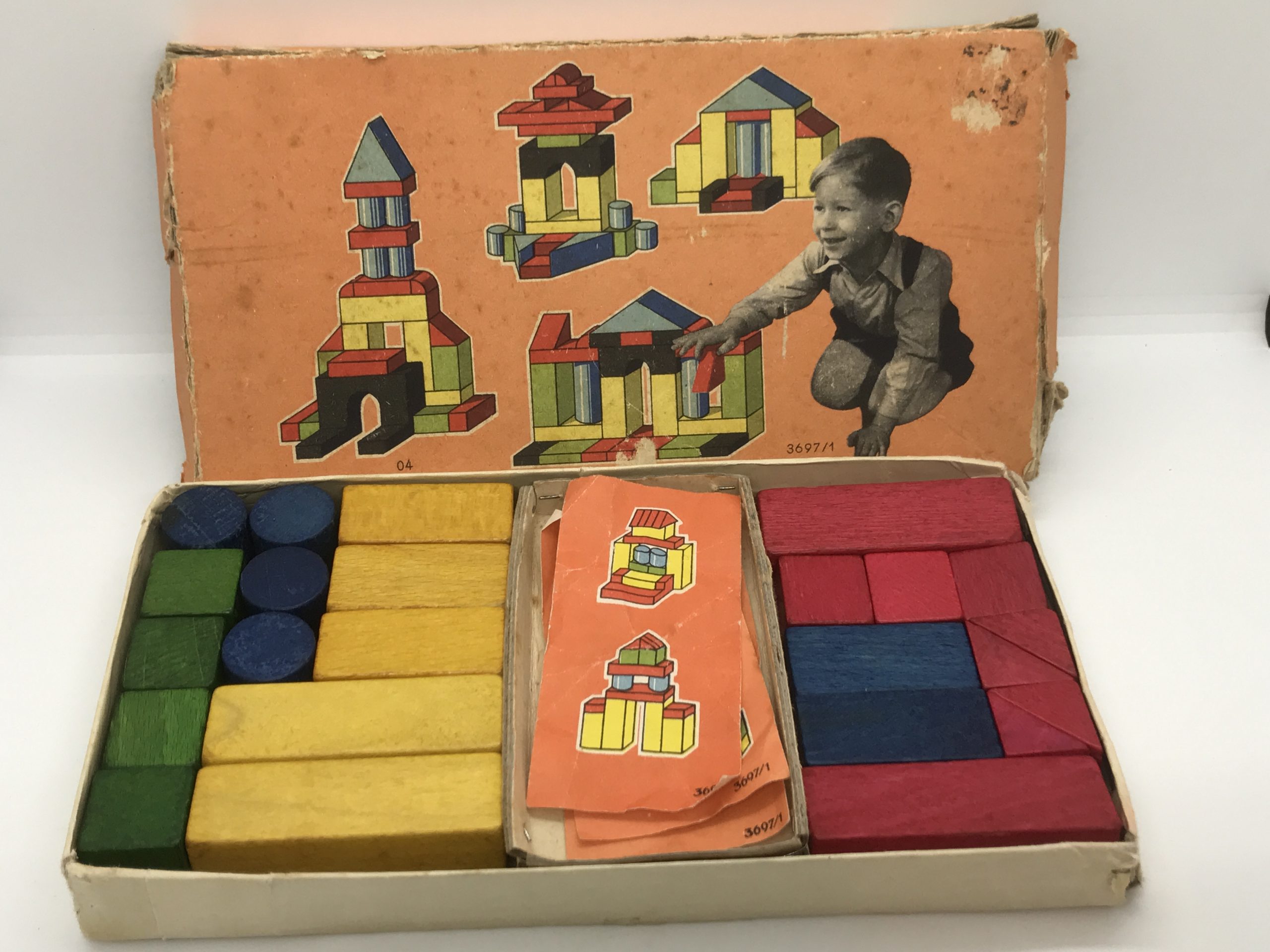 Vintage Wooden Colourful Building Blocks Set 3697/1 with Picture ...