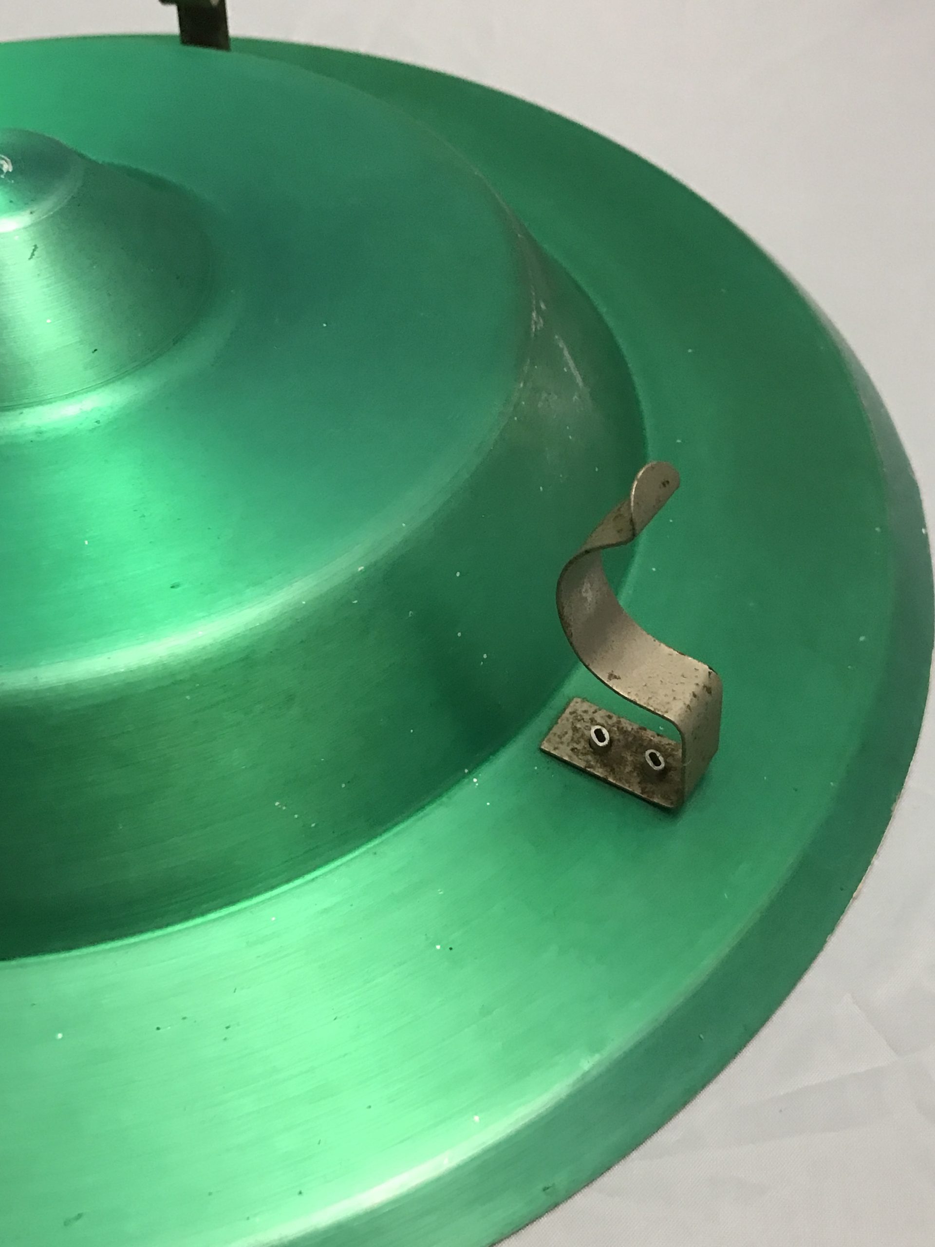 Vintage Anodised Round Fluorescent Light Fitting - Green (35cm wide ...