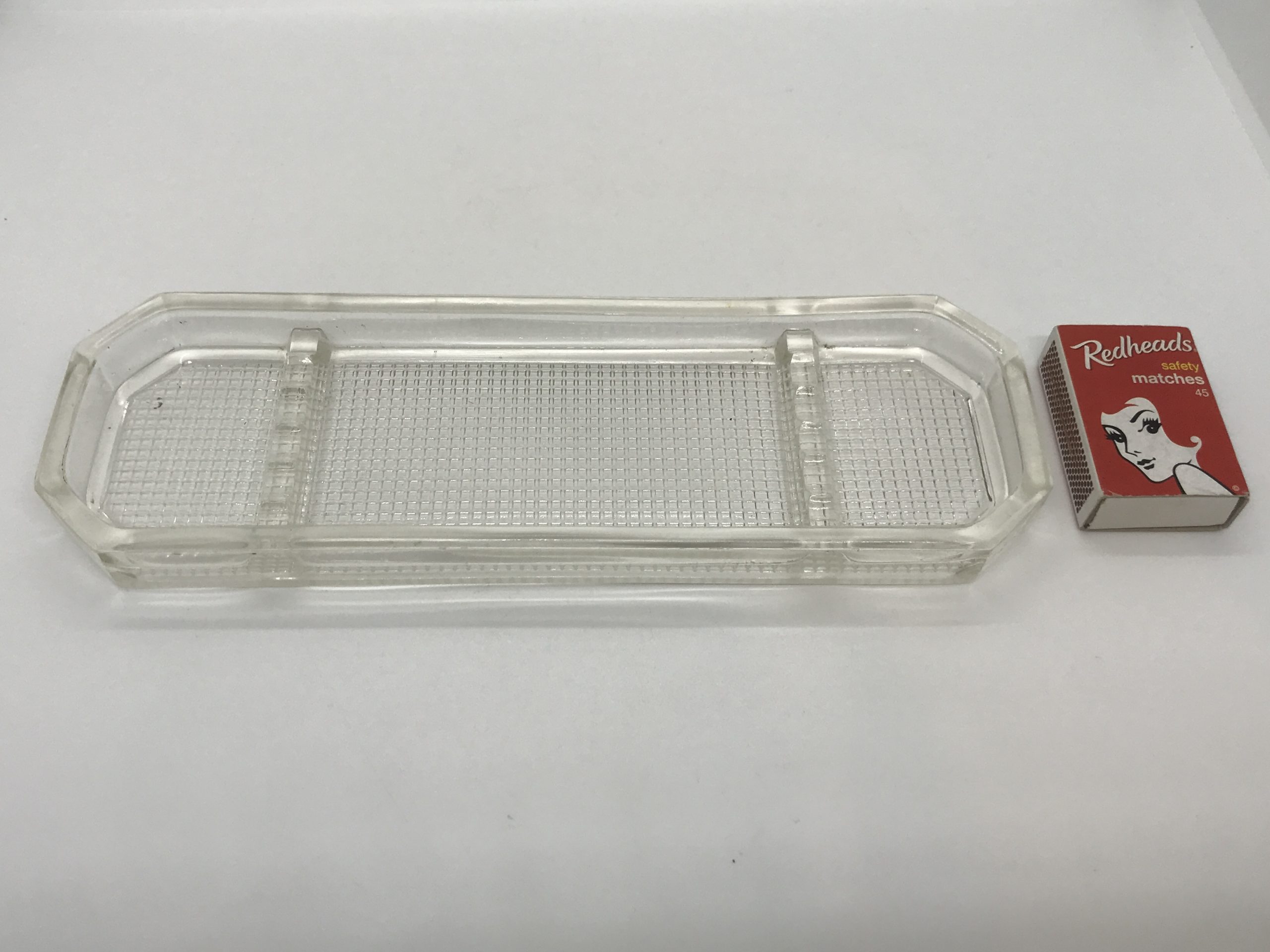 Vintage Pressed Glass Desk Tray - Pencil Pen Tray - Vintage Keepsakes