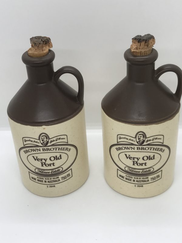 Brown Brothers Very Old Port Stoneware Jugs 750ml (Marked Elischer on ...