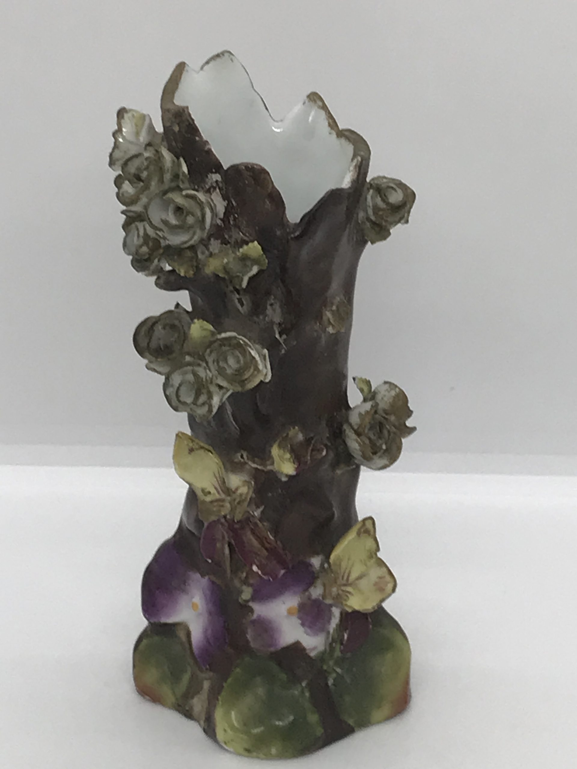 Vintage Hand Painted Log Vase with Flower Details (16cm tall) - Vintage ...