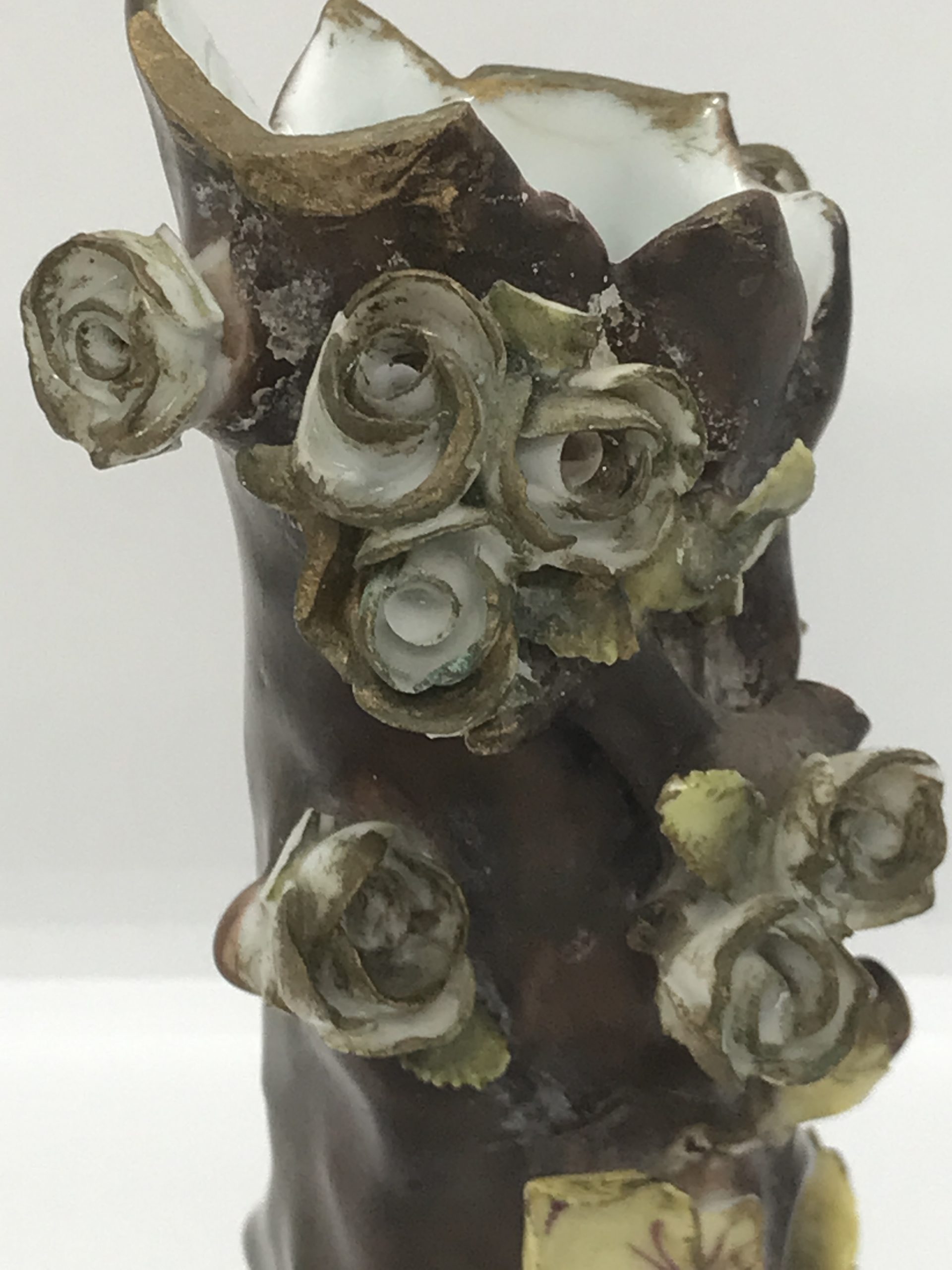 Vintage Hand Painted Log Vase with Flower Details (16cm tall) - Vintage ...
