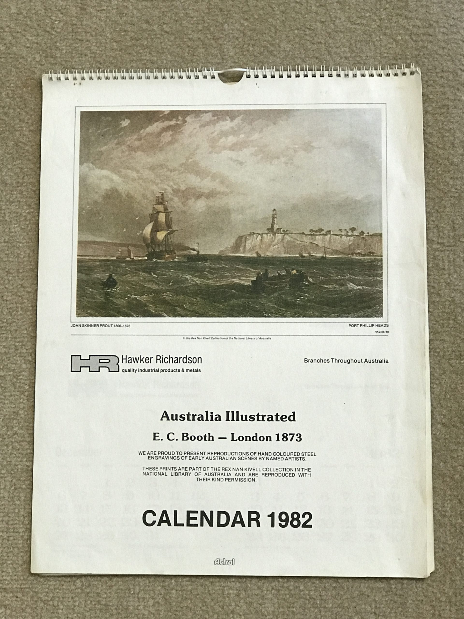 Hawker Richardson Australia Illustrated Calendar 1982 30cm x 38cm ...