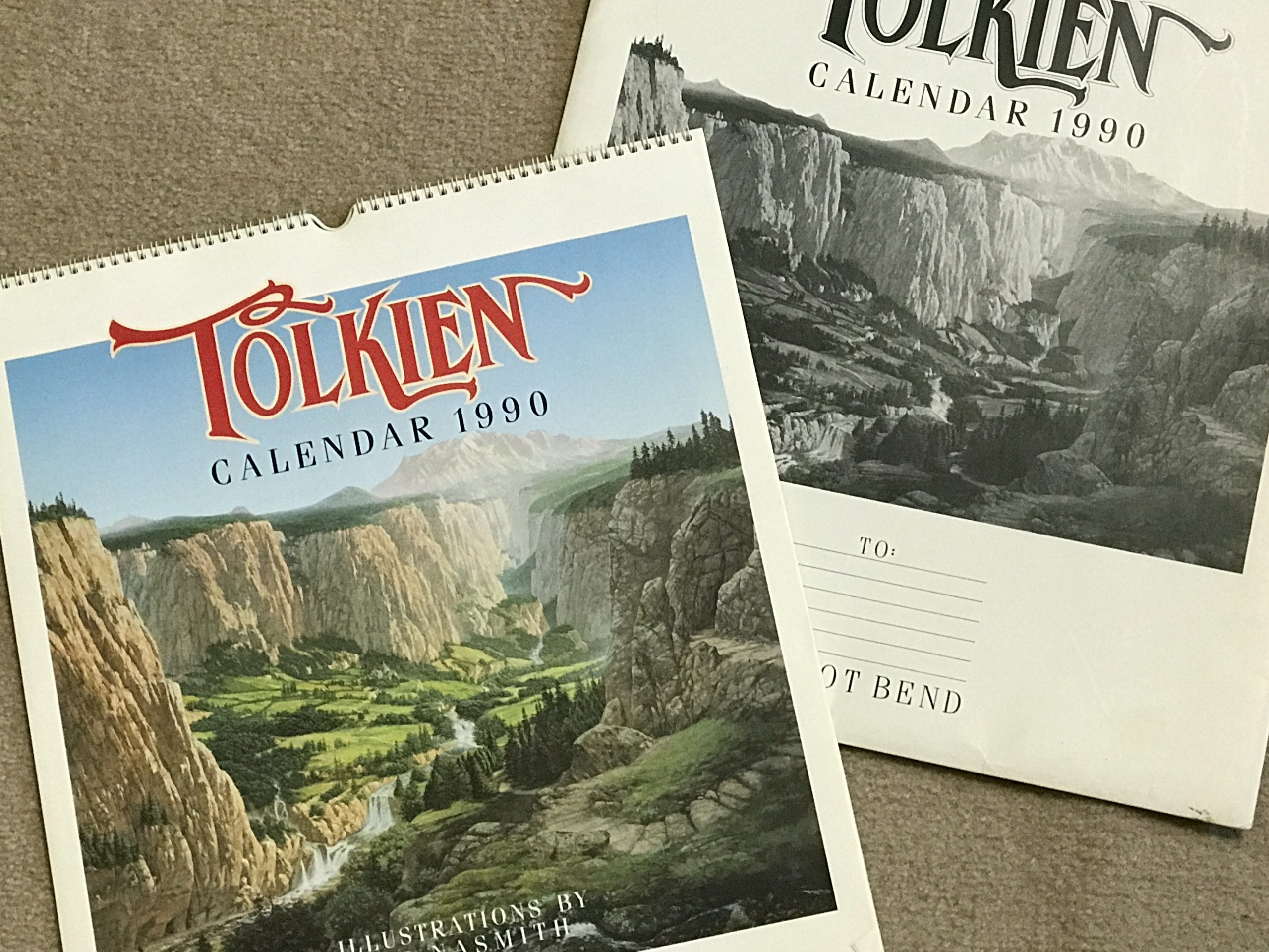 Tolkien Calendar 1990 in original envelope 36cm x 40cm - Vintage Keepsakes