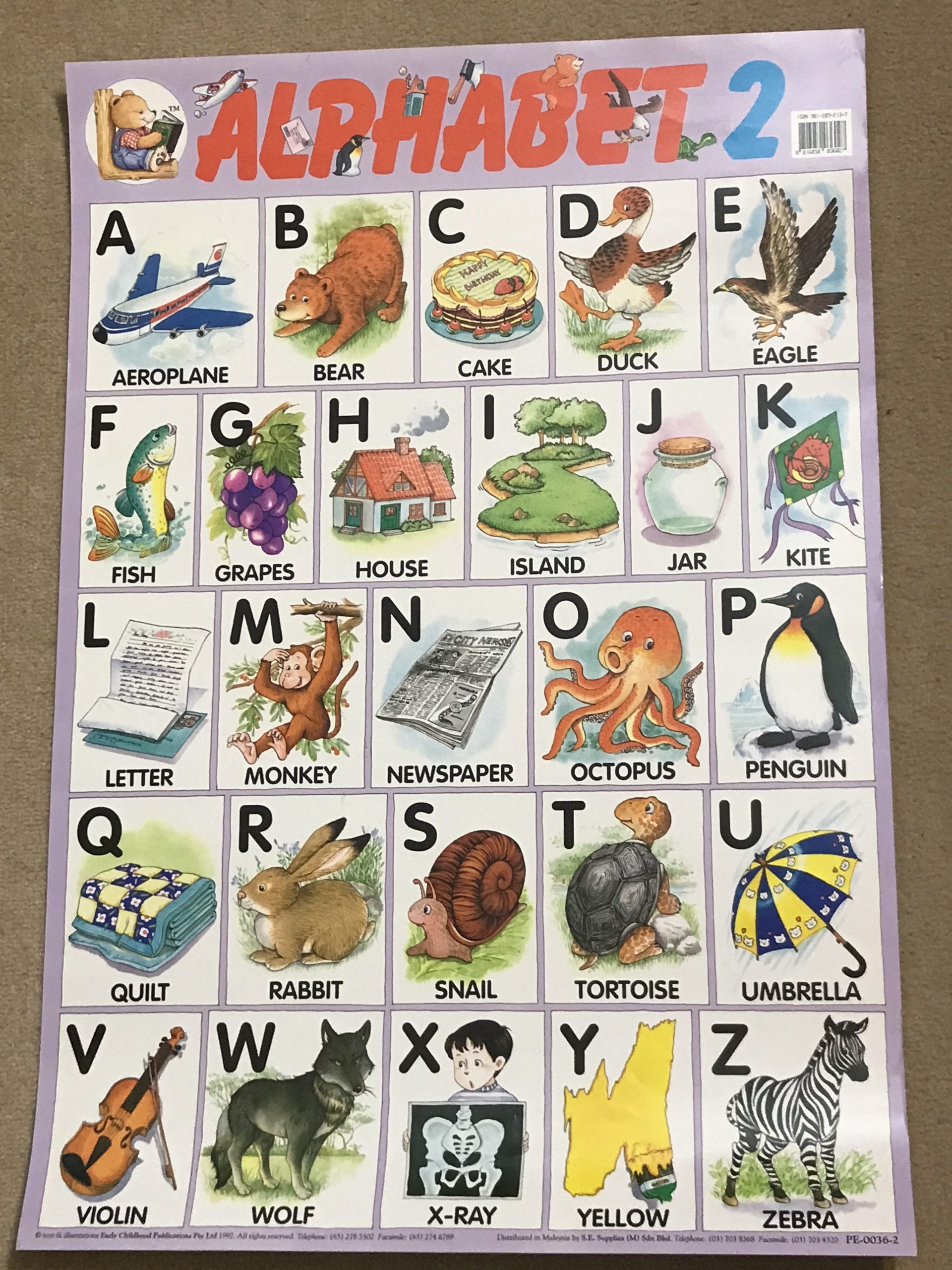 1992 Alphabet 2 Poster Chart (PE-0036-2 ) 77cm x 53cm - Vintage Keepsakes
