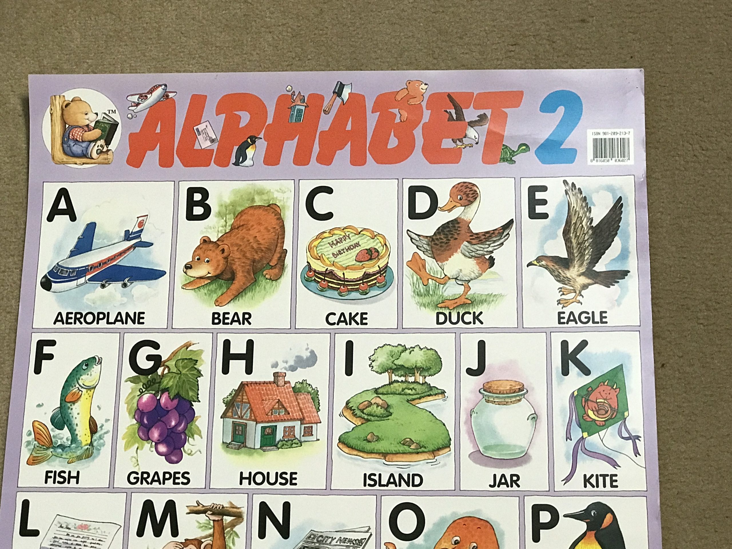 1992 Alphabet 2 Poster Chart (PE-0036-2 ) 77cm x 53cm - Vintage Keepsakes