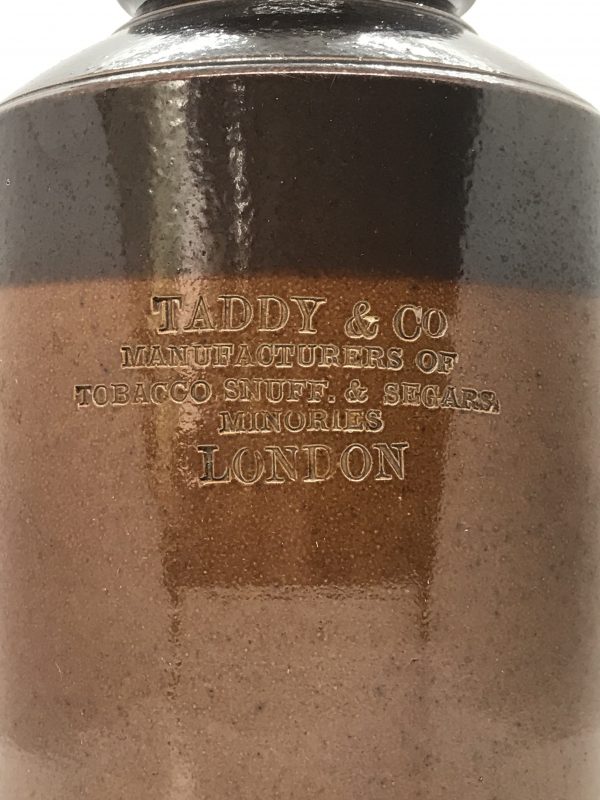 Old Taddy & Co Stoneware Tobacco Jar (22cm tall) - Vintage Keepsakes