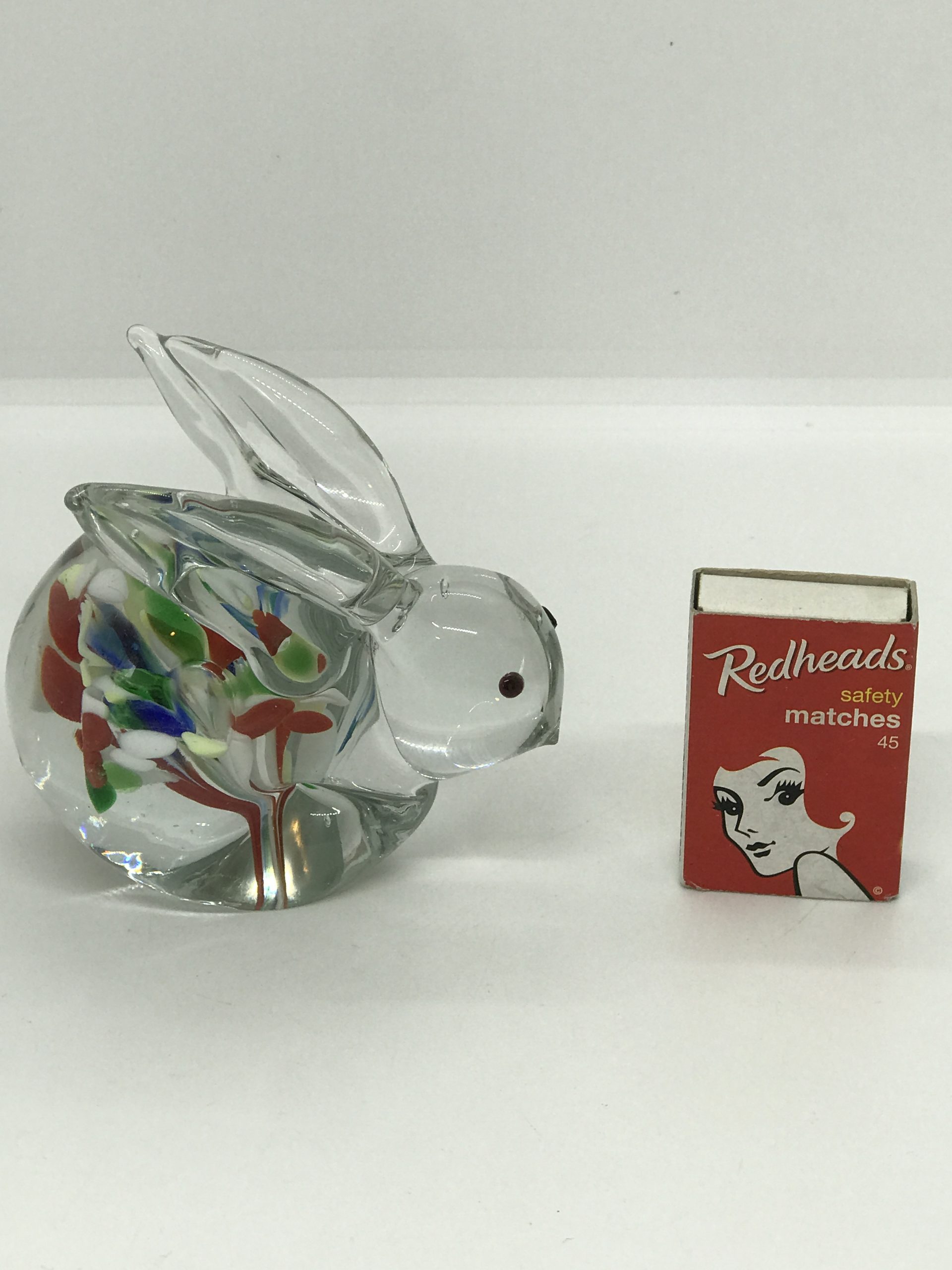 Glass Bunny with speckled pattern inside height 10cm - Vintage Keepsakes