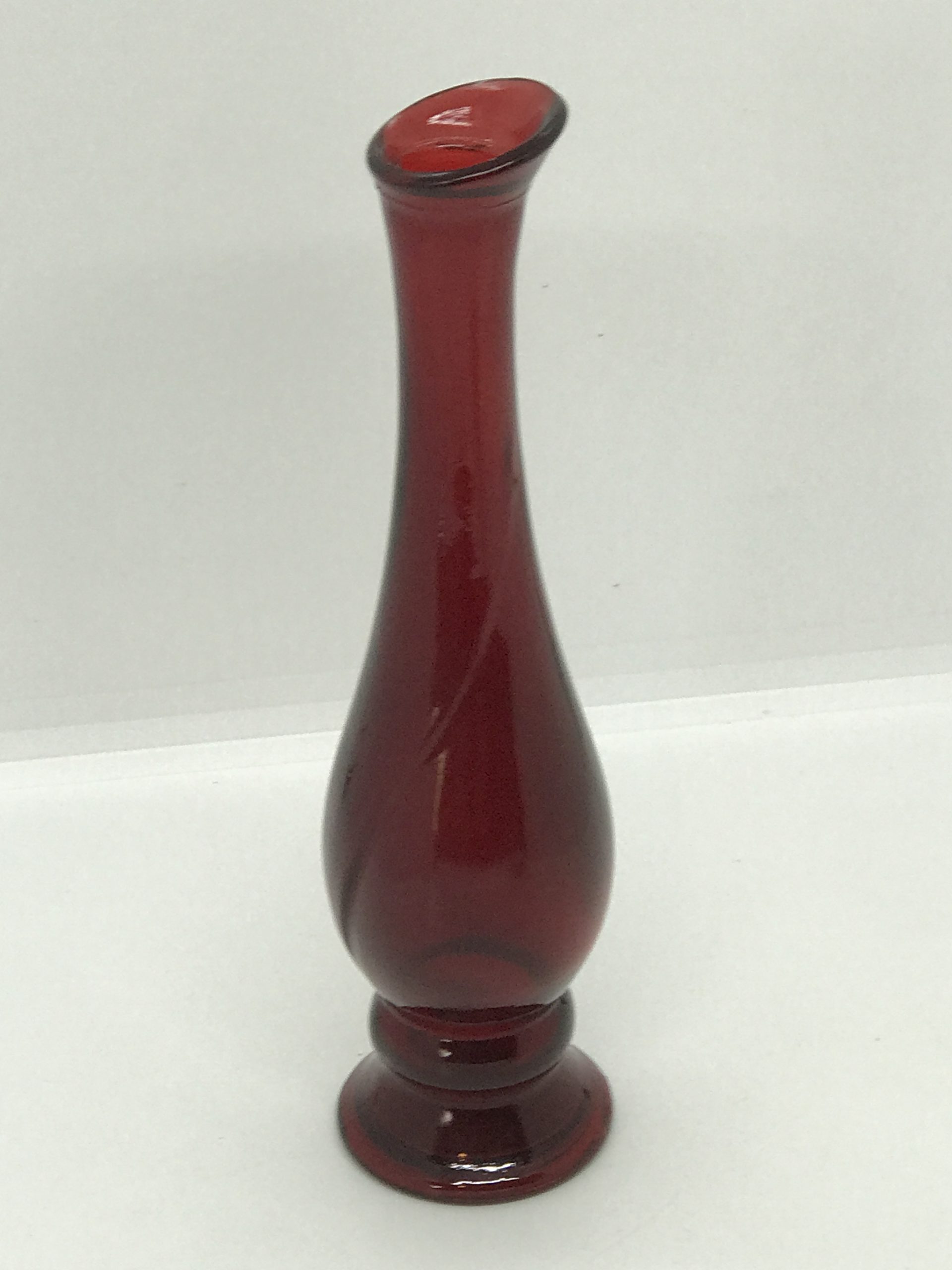 Avon Ruby Glass Bud Vase 20cm - Vintage Keepsakes