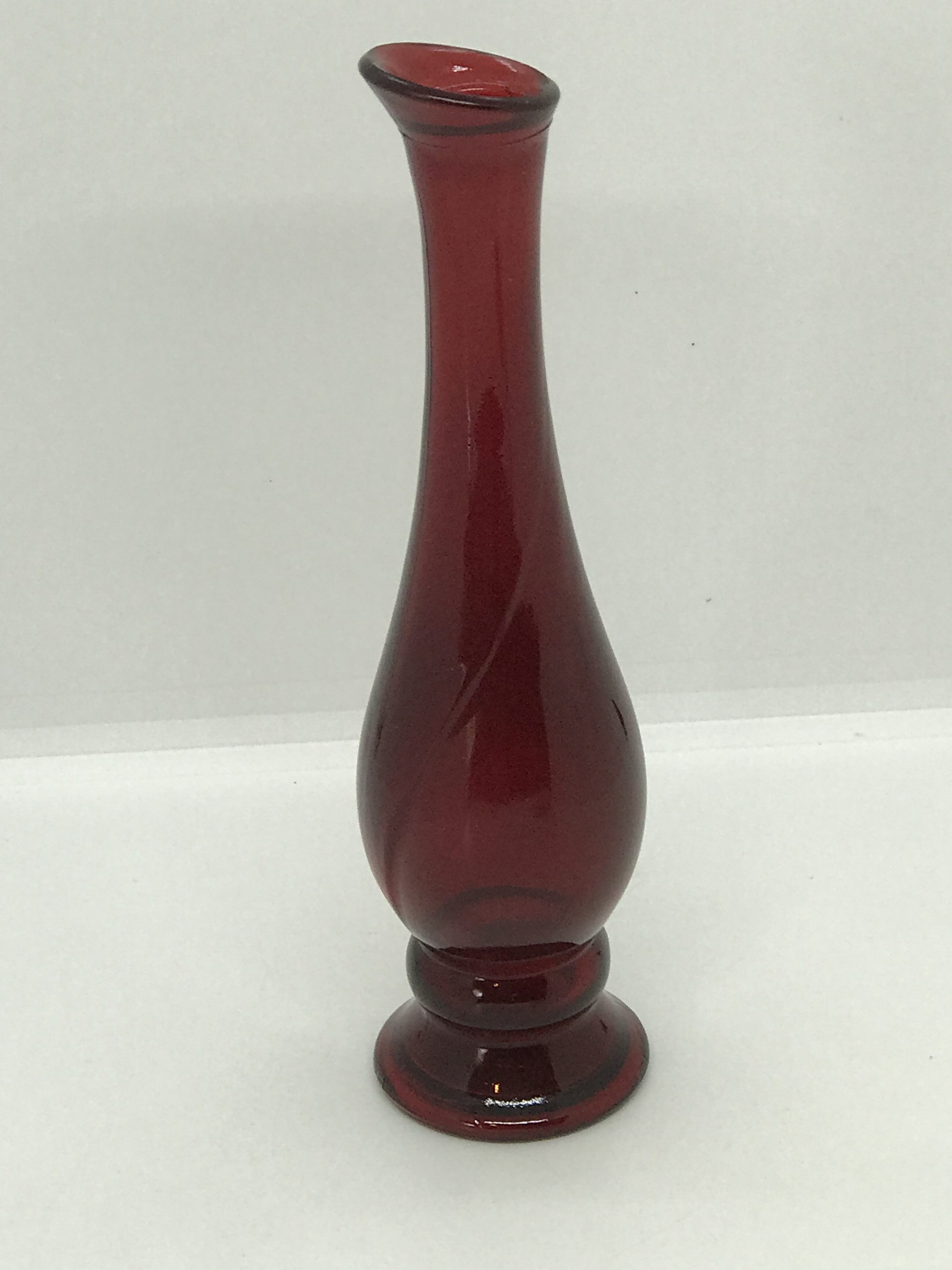 Avon Ruby Glass Bud Vase 20cm - Vintage Keepsakes