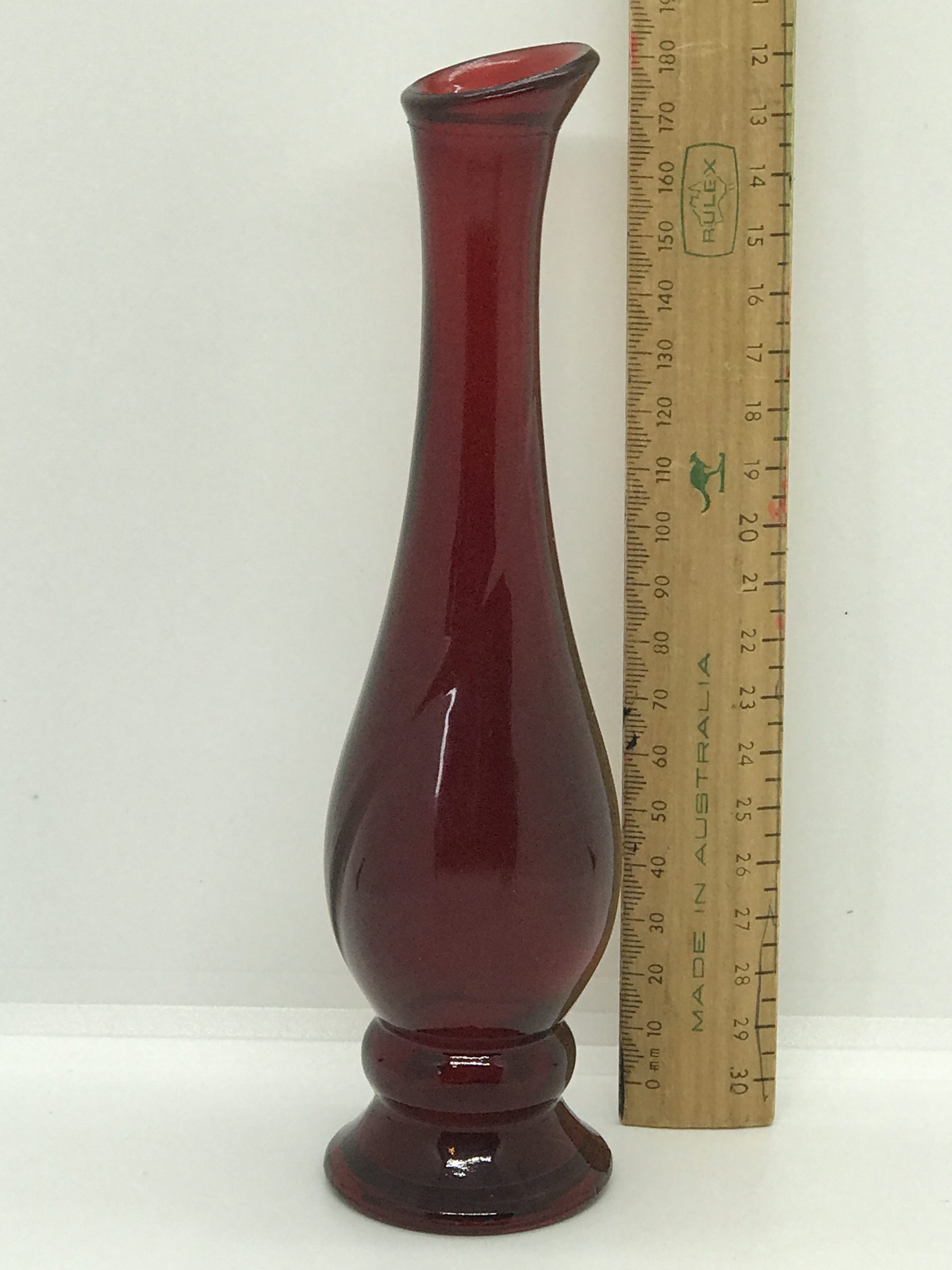 Avon Ruby Glass Bud Vase 20cm - Vintage Keepsakes