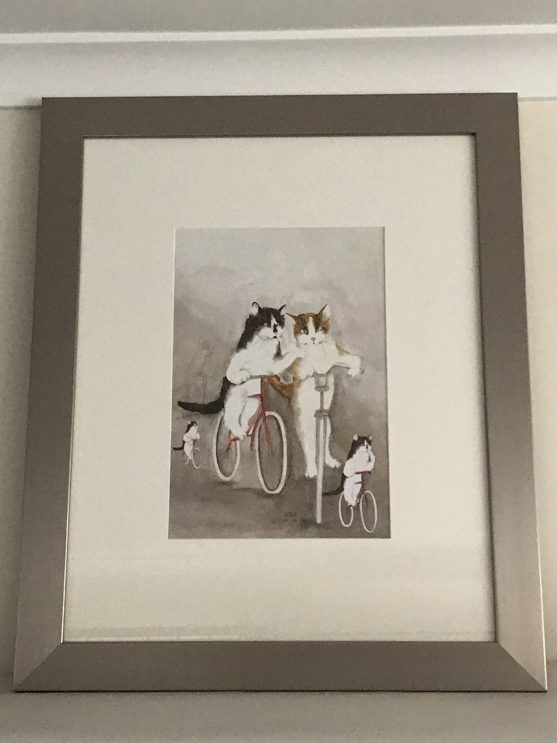 Dede Moser Cat Print Cycling 69x49cm (31x21cm) - Vintage Keepsakes
