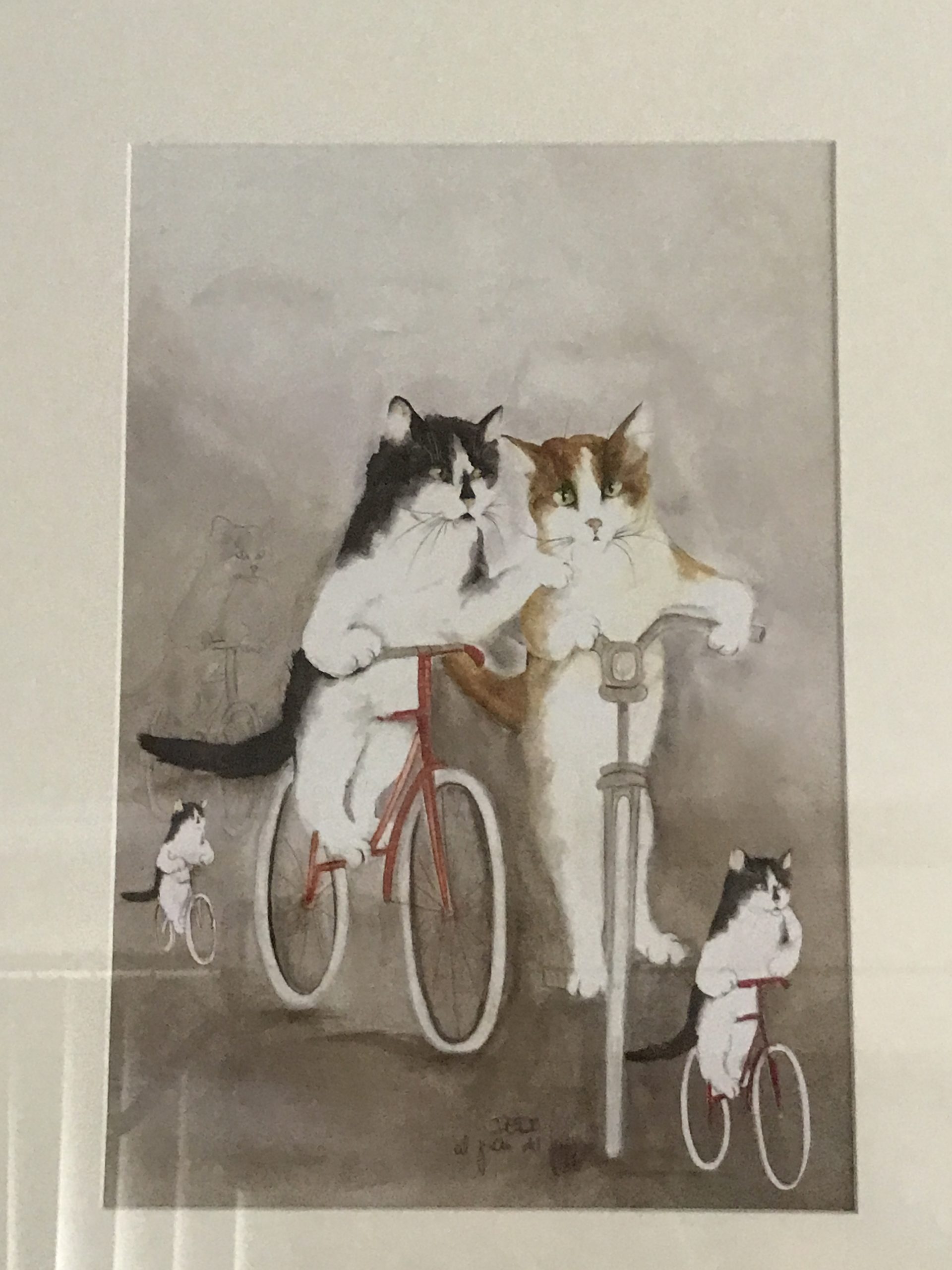 Dede Moser Cat Print Cycling 69x49cm (31x21cm) - Vintage Keepsakes