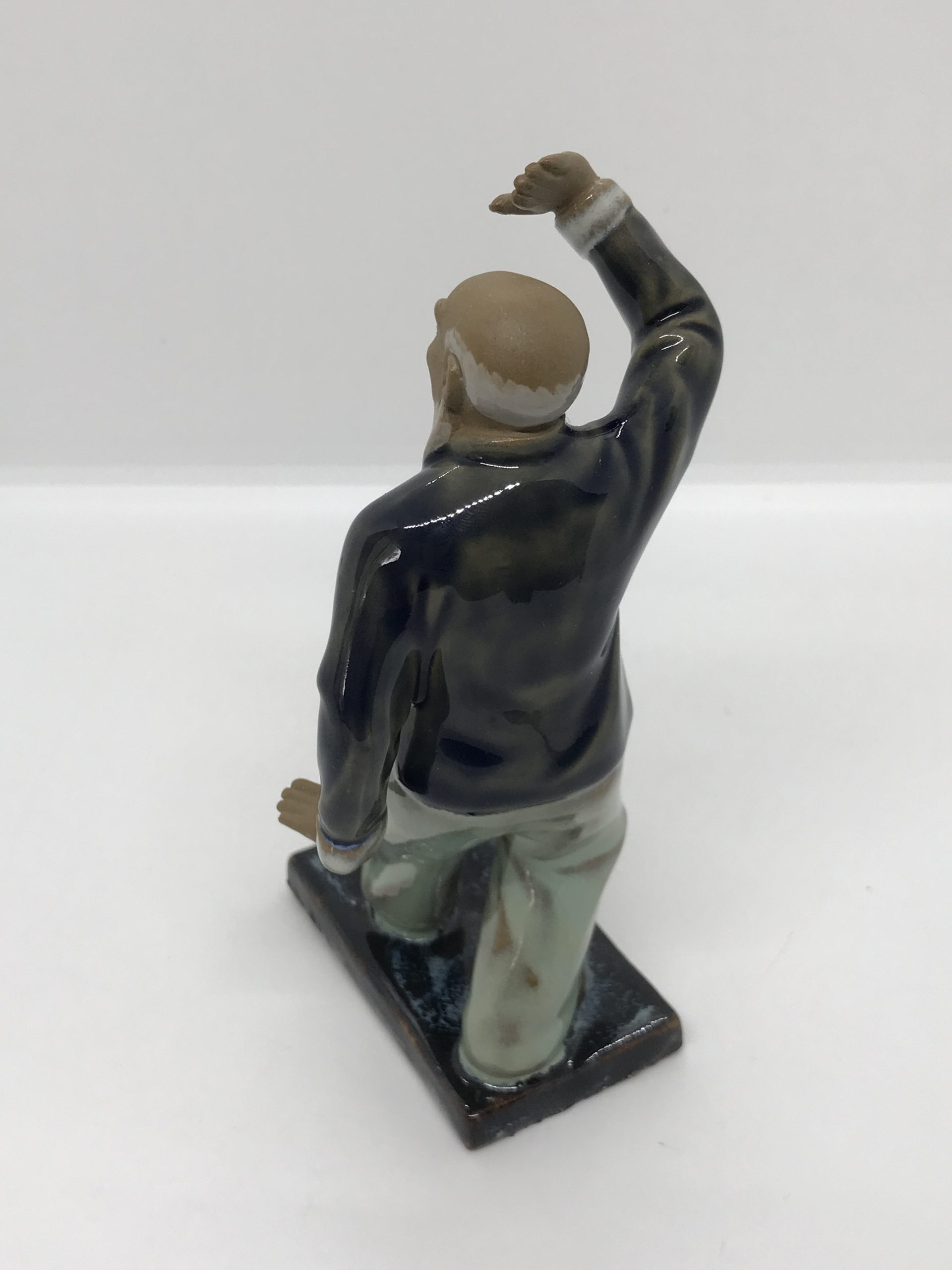 Standing Tai Chi Mud Man 16cm high - stamped China Ett - Vintage Keepsakes