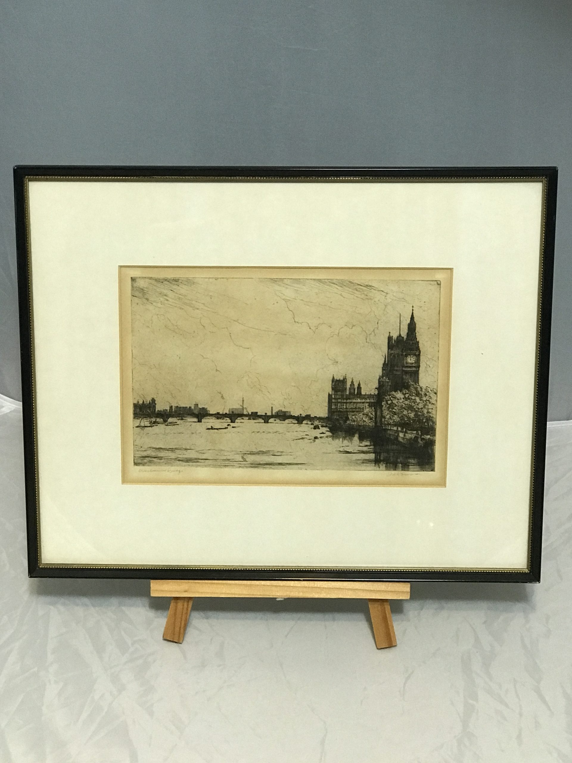Vintage Etching signed Fred Newman Westminster Bridge and Big Ben 14.5 ...