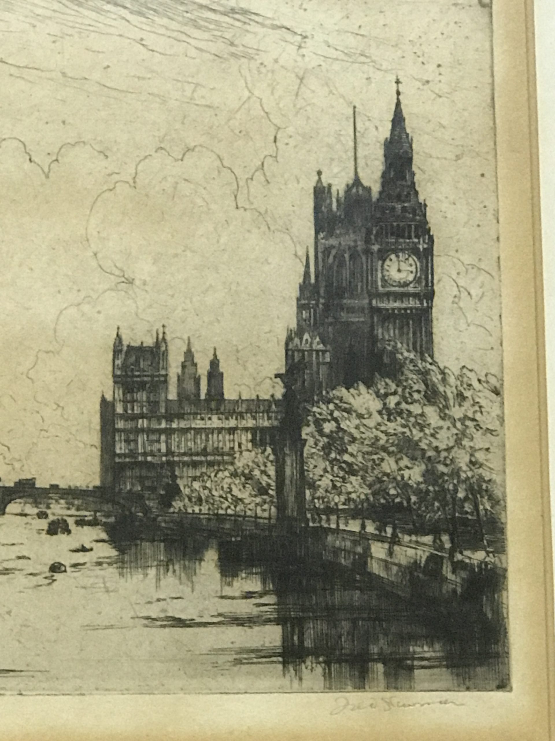 Vintage Etching signed Fred Newman Westminster Bridge and Big Ben 14.5 ...