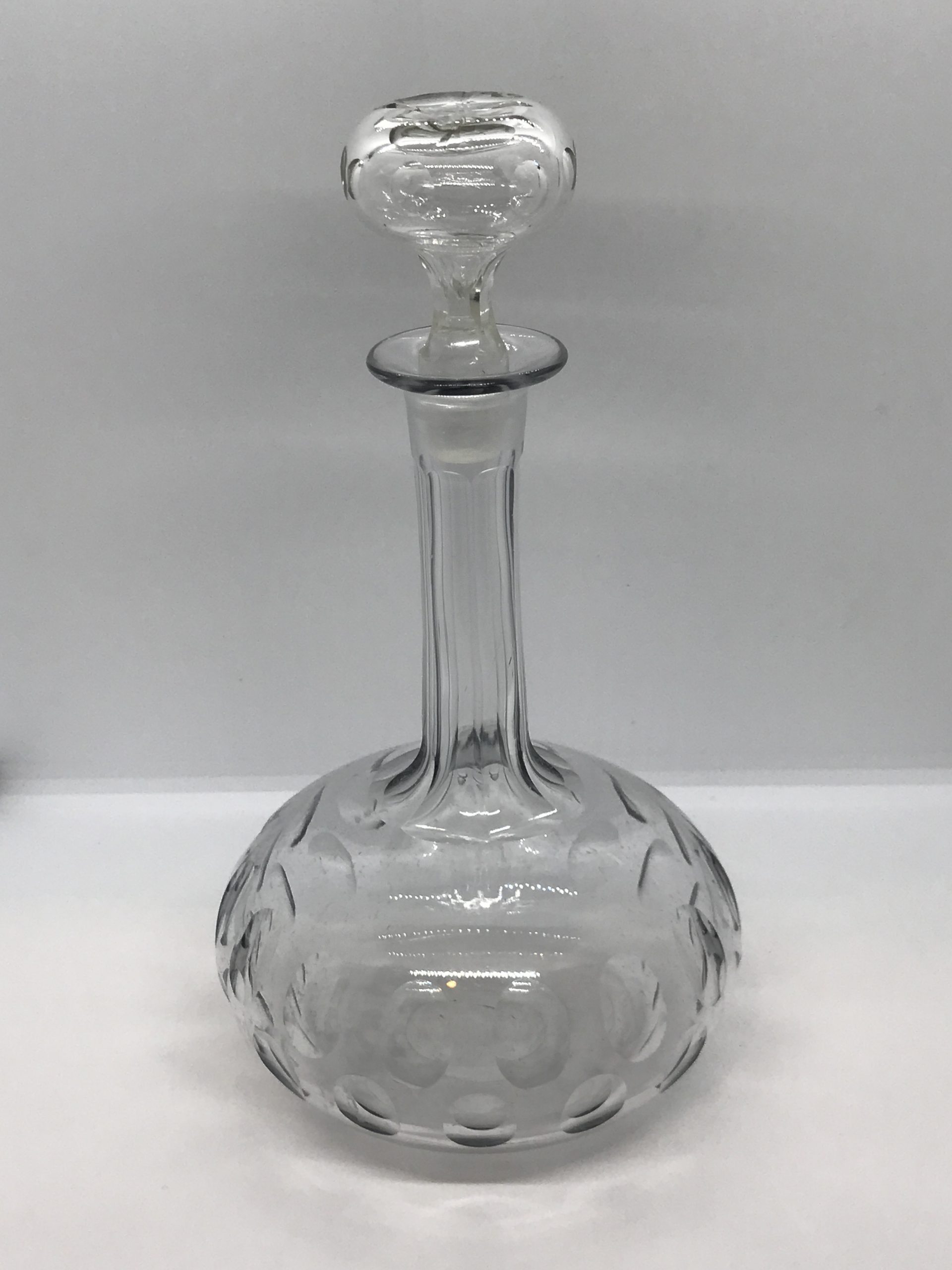 Victorian Thumb Cut Crystal Shaft and Globe shaped Decanter with ...