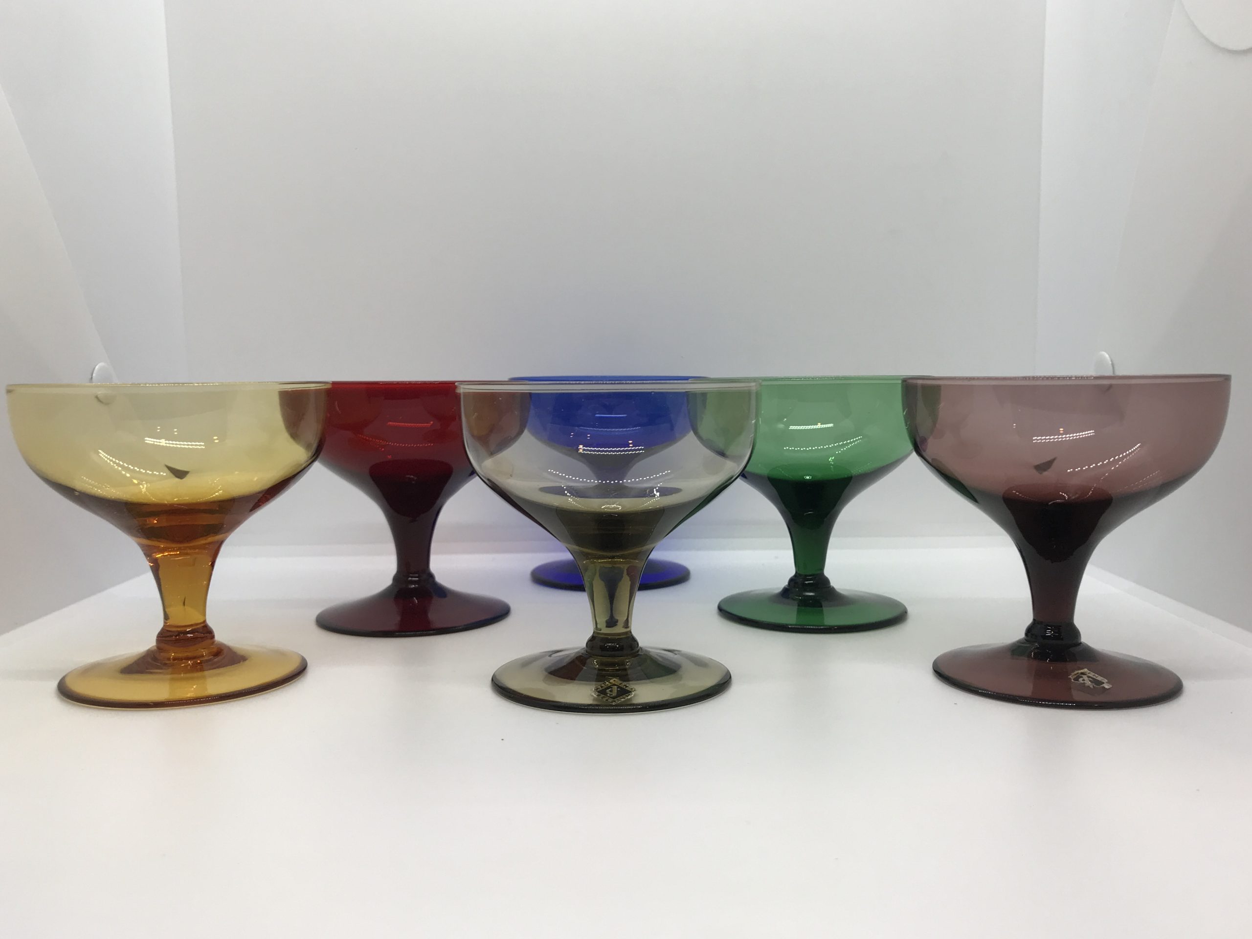 MCM JC (Jones and Co) Harlequin Cocktail / Sorbet Glasses - Set of Six ...