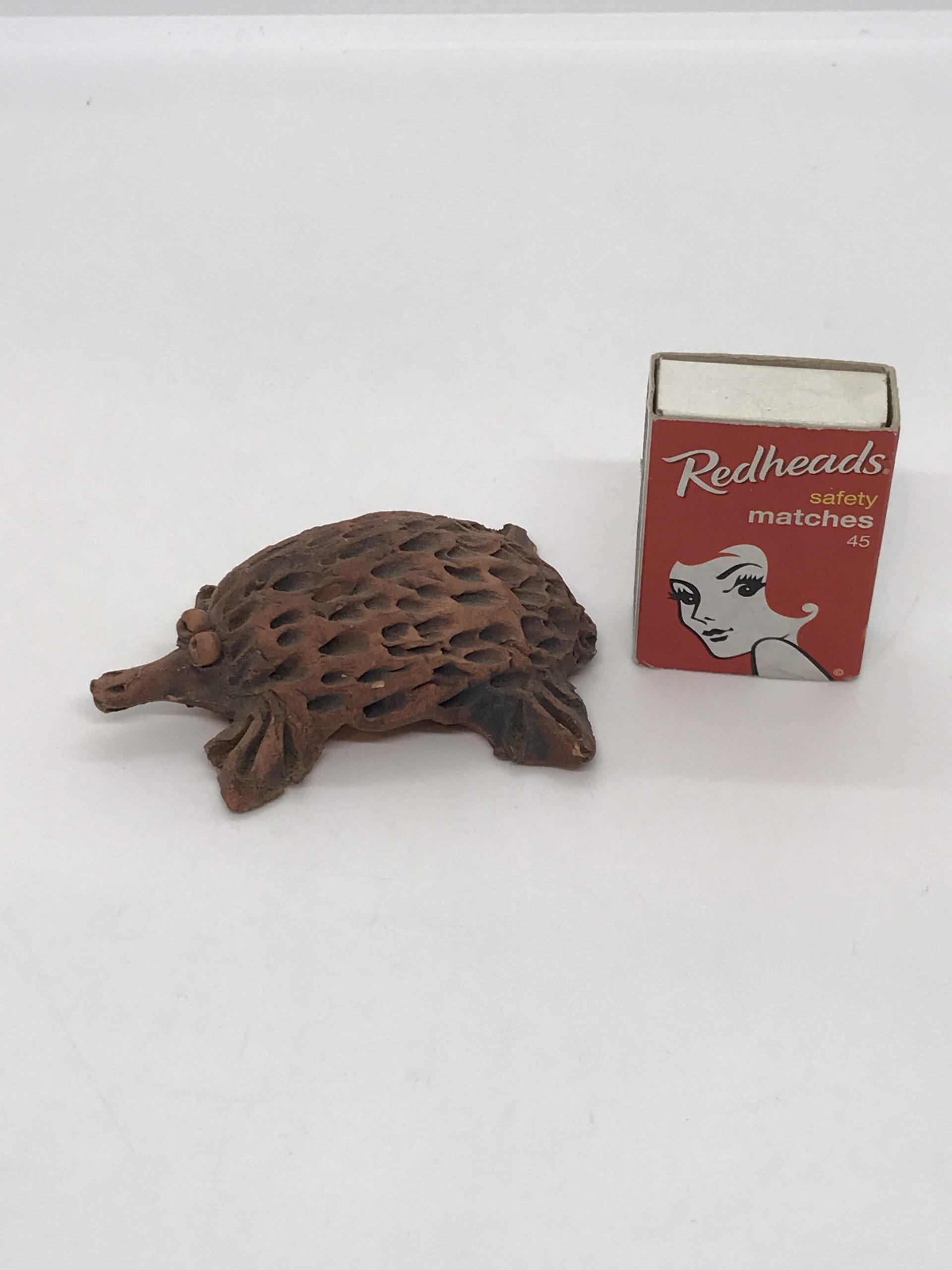 Small Pottery Echidna with googly eyes - Vintage Keepsakes